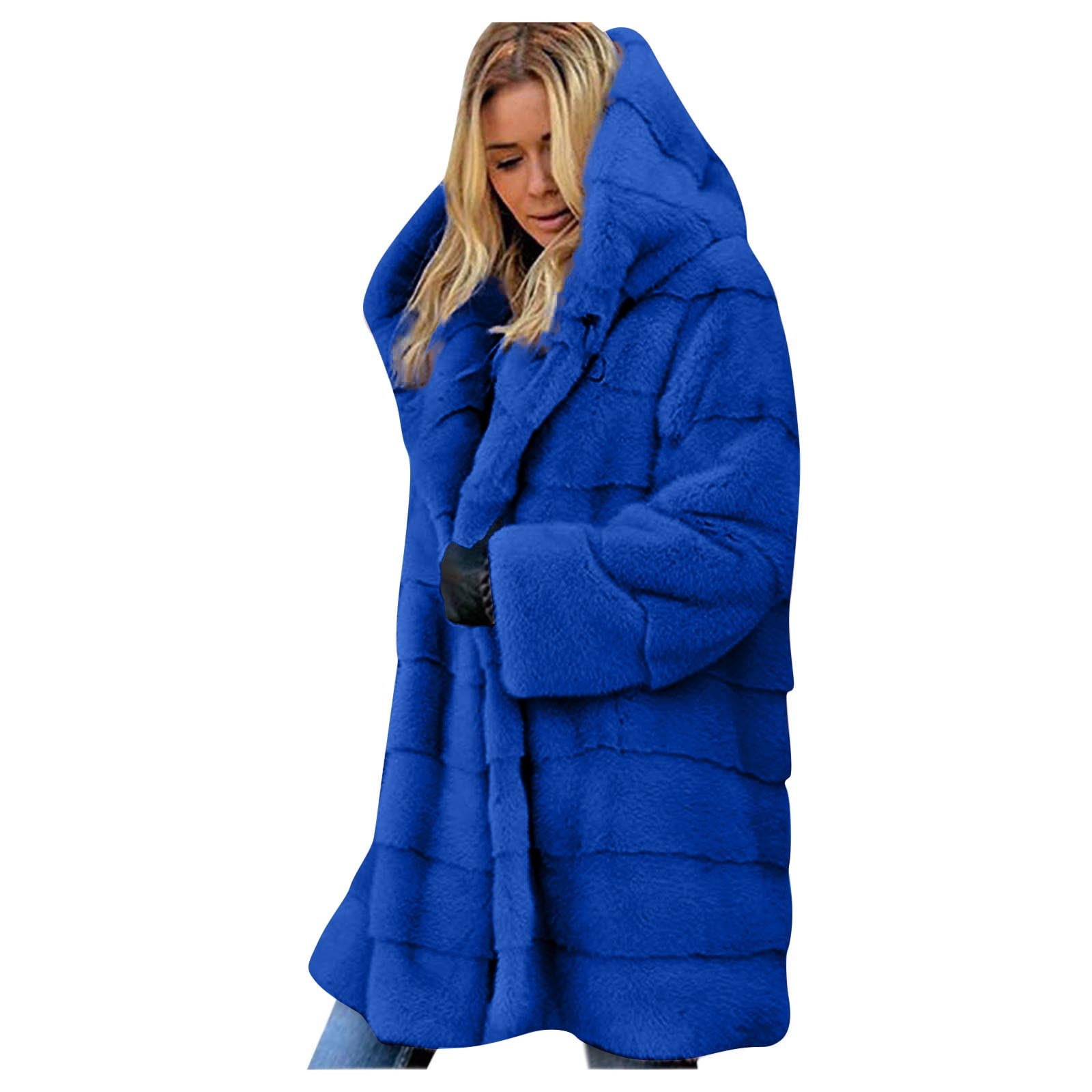 Lovskoo 2024 Women Long Faux Fur Coat Fuzzy Jacket Winter Spring Fall ...