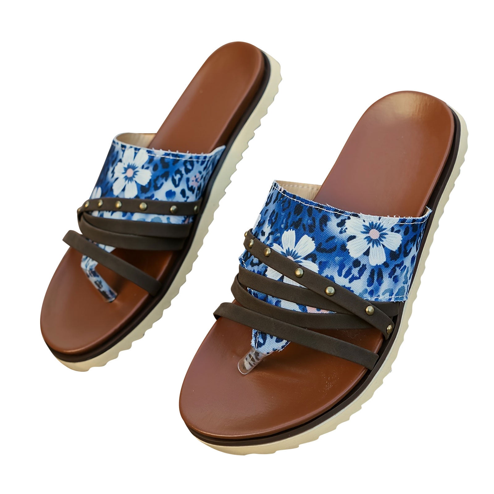 Lovskoo 2024 Women's Beach Retro Flip-Flop Slides Summer Strap Beach Slippers Comfortable ...