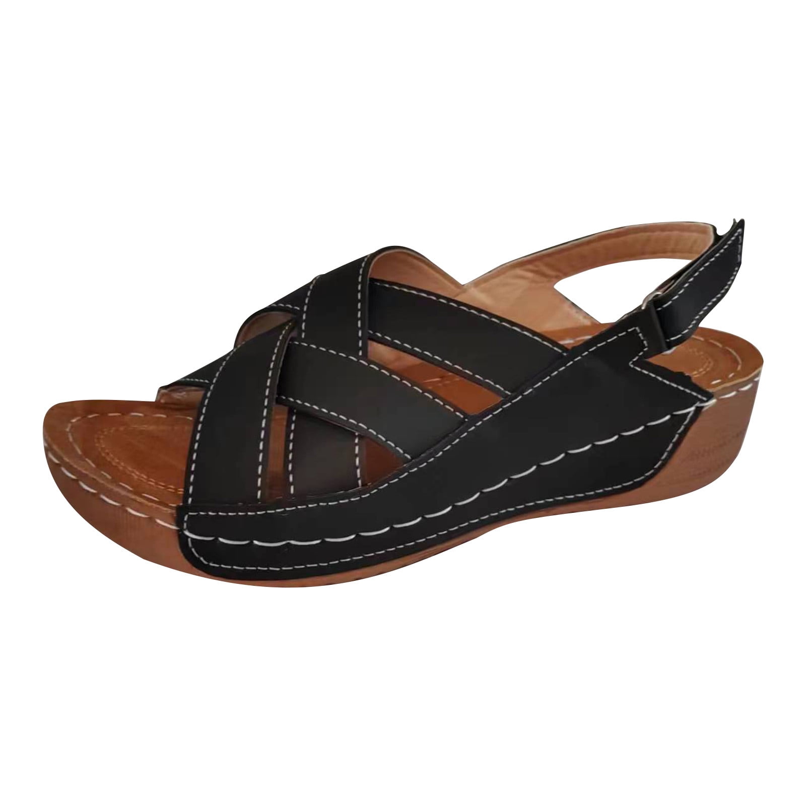 Lovskoo 2024 Women's Boho Wedge Sandals Open Toe Ankle Strap Summer ...