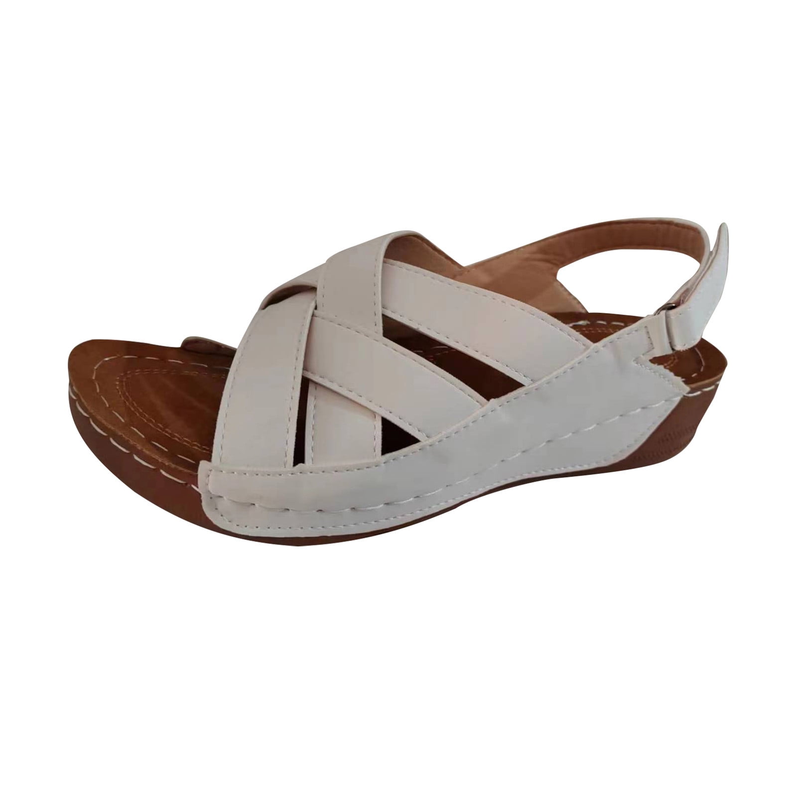 Lovskoo 2024 Women's Boho Wedge Sandals Open Toe Ankle Strap Summer ...