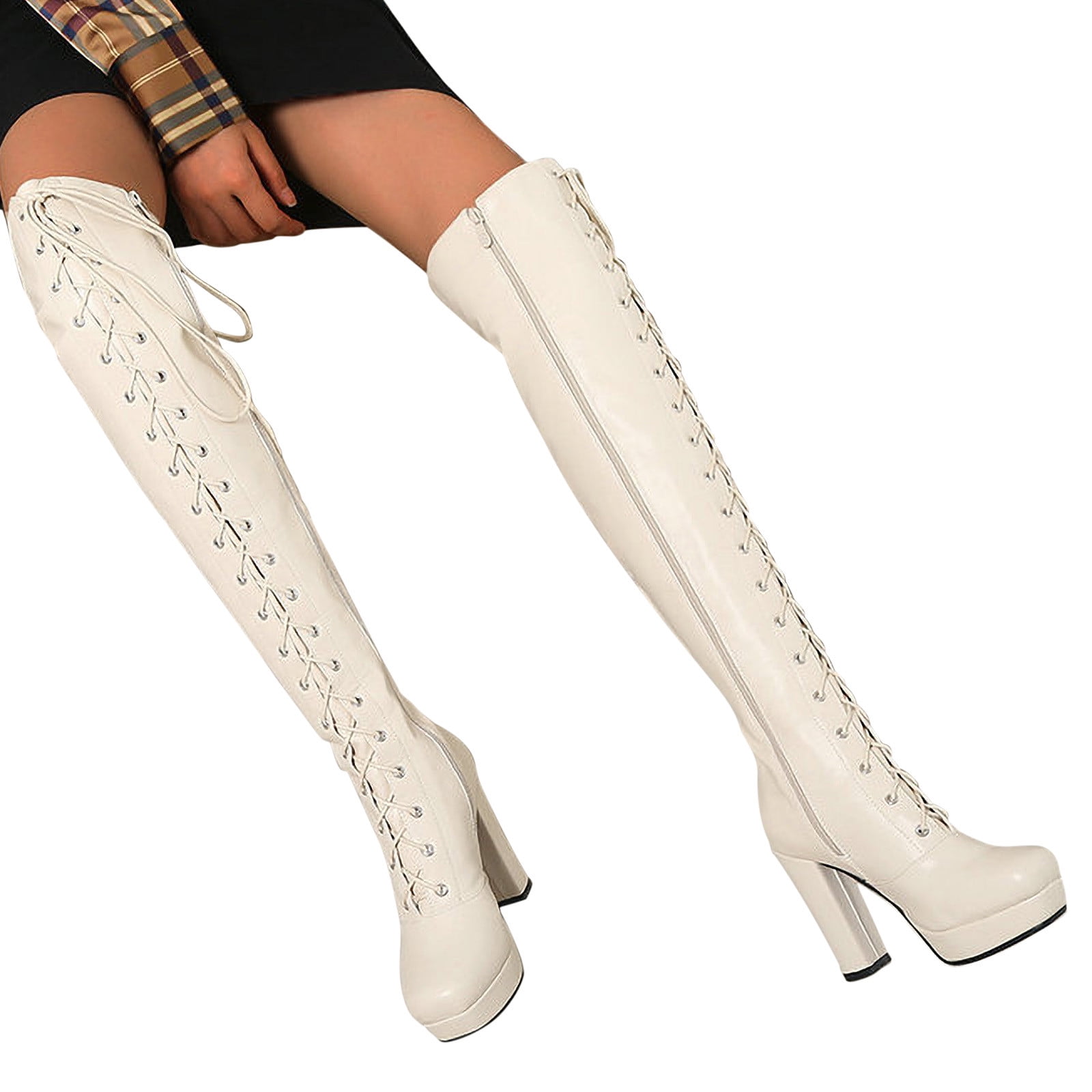 Lovskoo 2024 Women's Cowboy Boots Horse Riding High-Heels Over-The-Knee ...