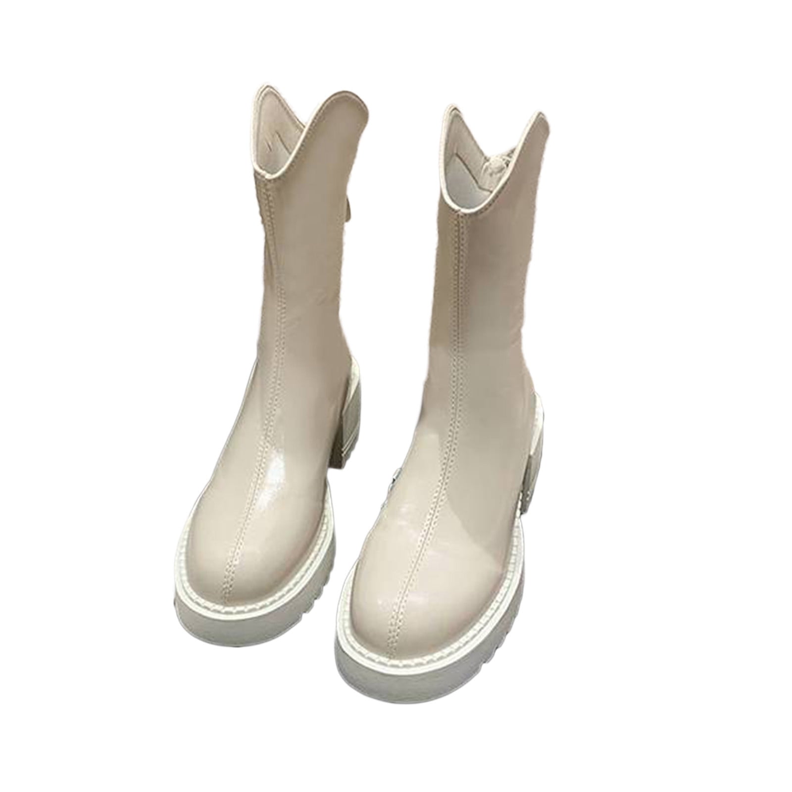 Lovskoo 2024 Women's Cowboy Boots Horse Riding Round Toe Chunky Heel ...