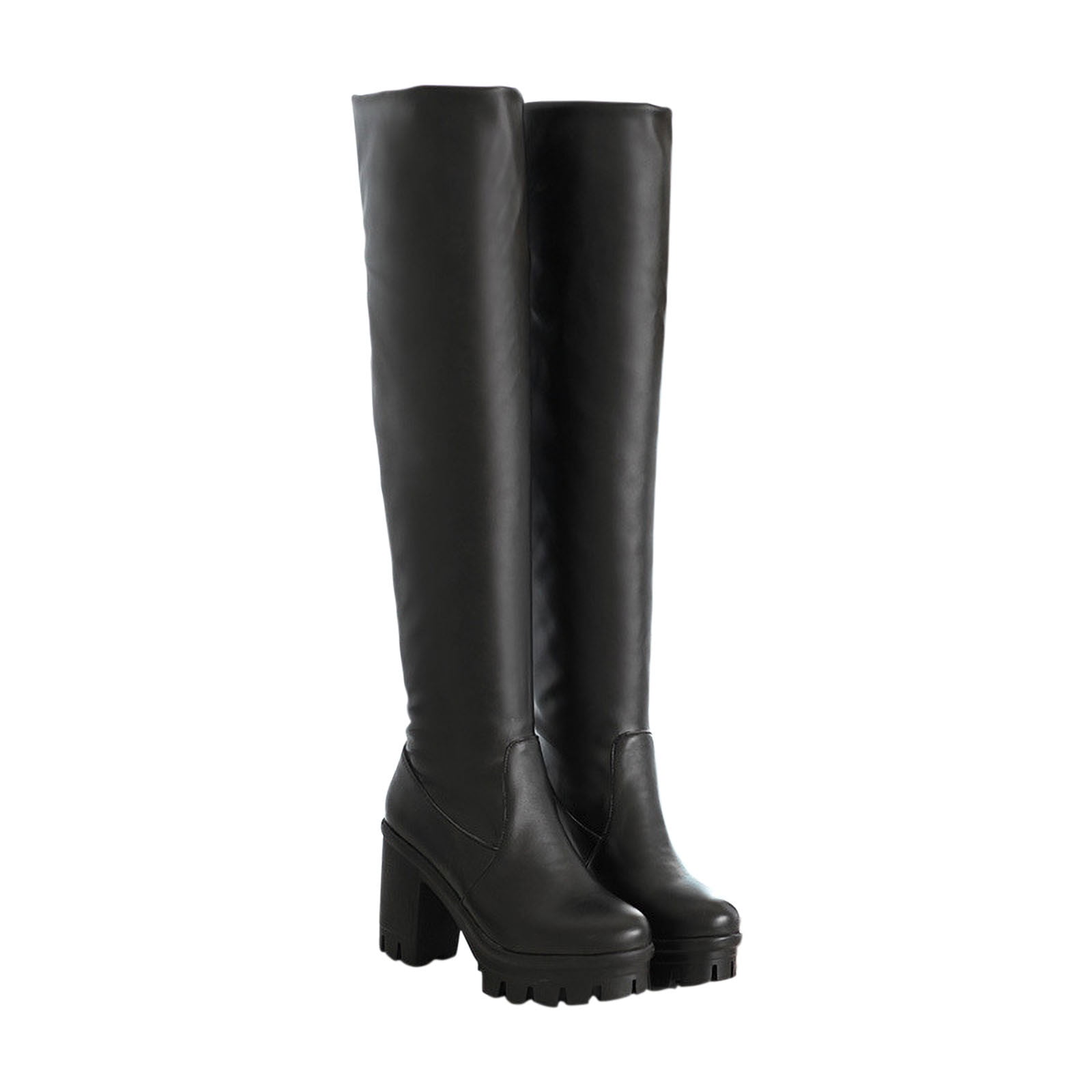 Lovskoo 2024 Women's Flats Over-The-Knee Boots Round Toe Chunky Heel ...