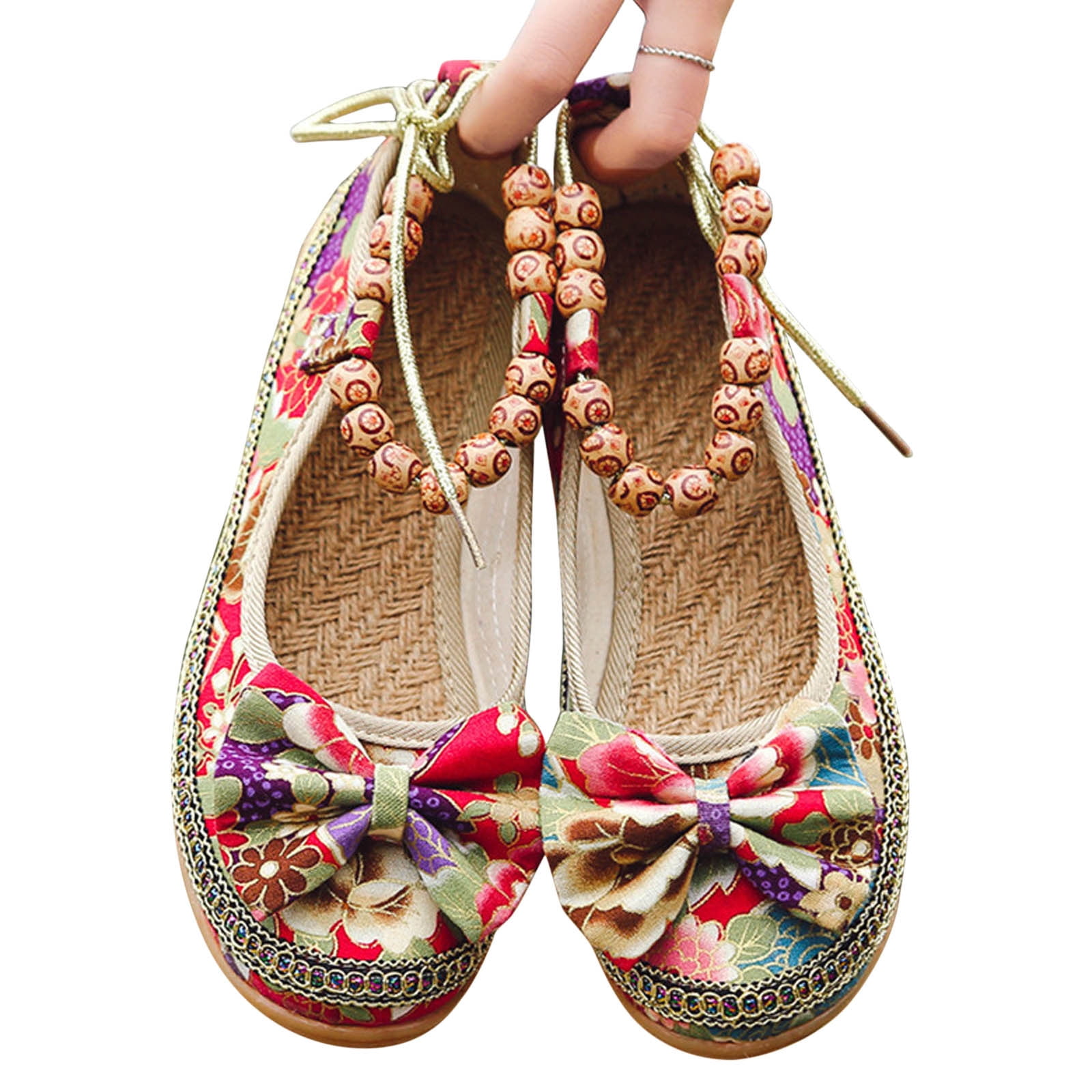 Lovskoo 2024 Women's Flats Shoes Closed Toe Summer Floral Floral Print ...