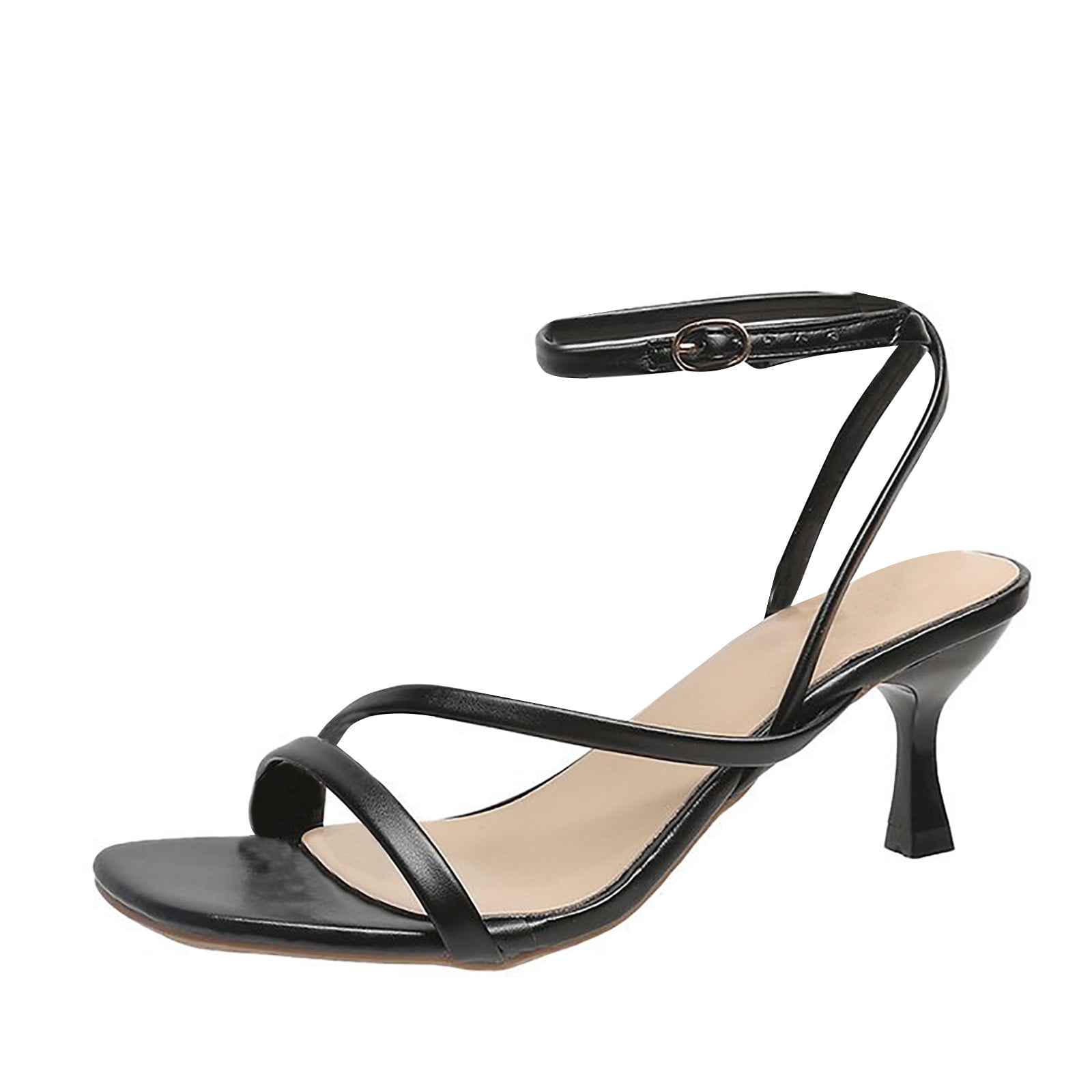 Lovskoo 2024 Women's High Heels Sandals Summer Open Toe Ankle Strap ...