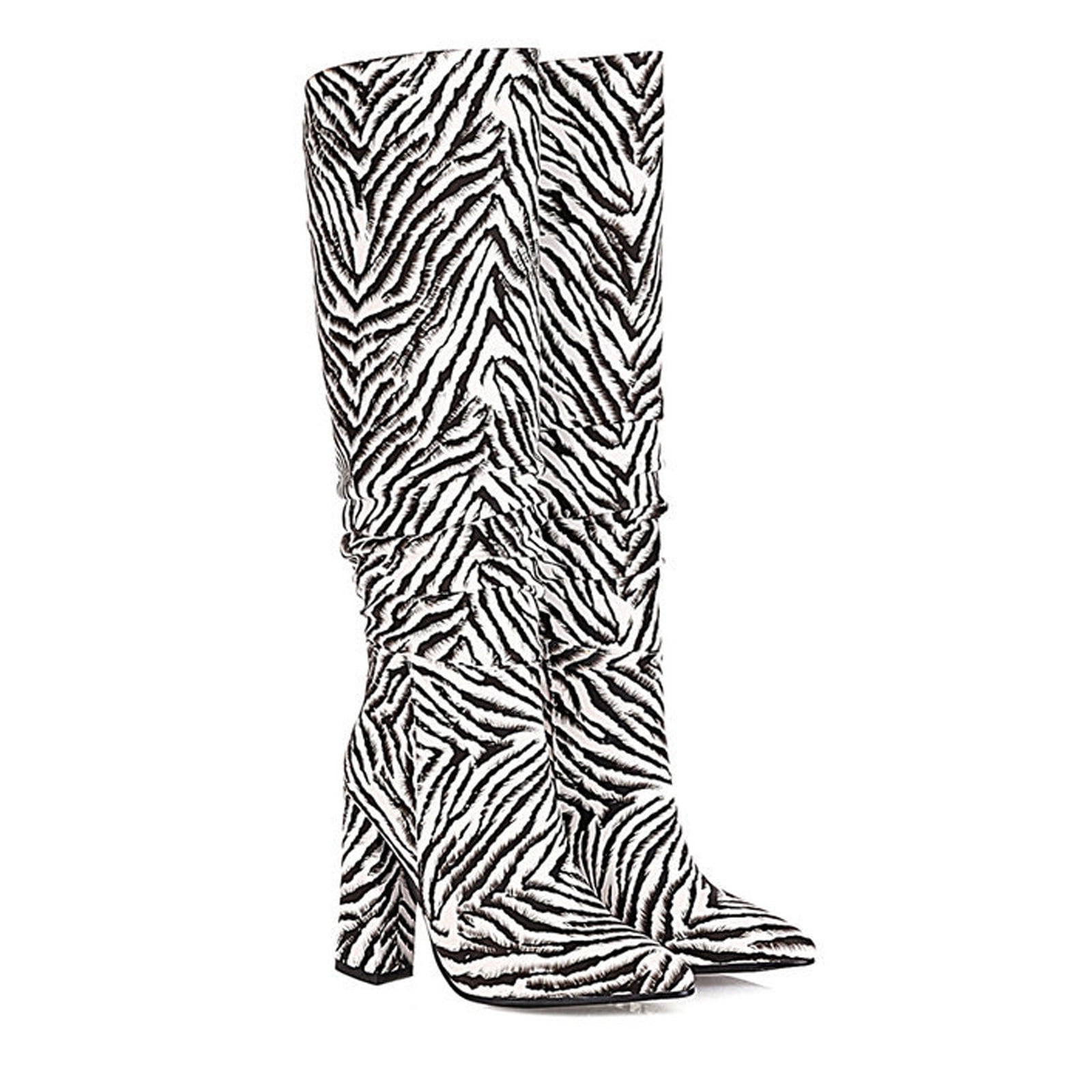 Lovskoo 2024 Women's Knee High Boots Pointed Toe Chunky Heel Oversized ...