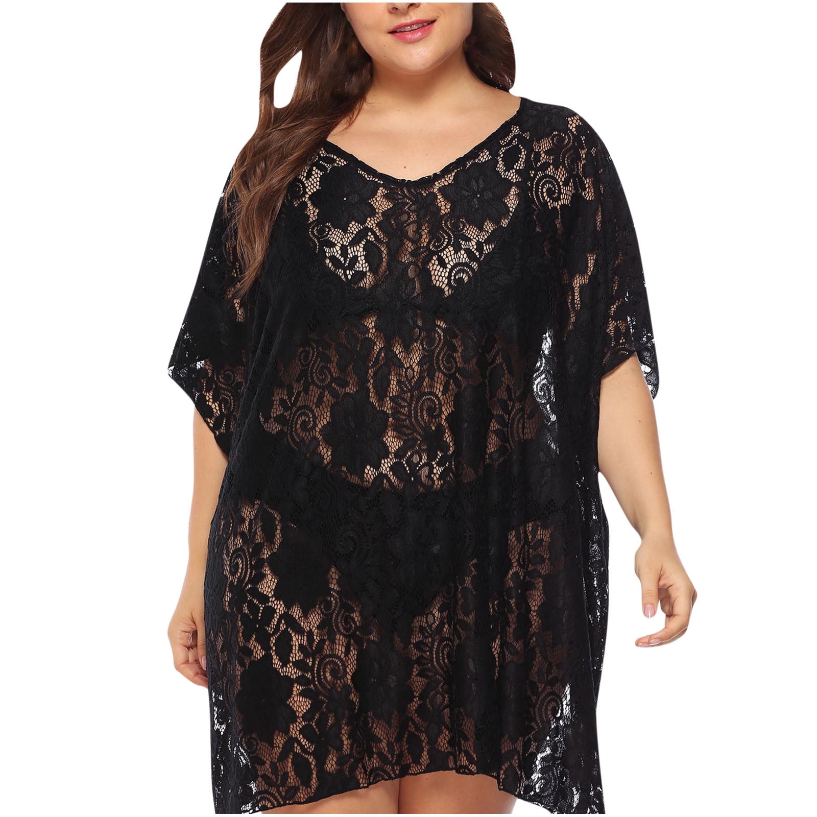 Lovskoo 2024 Women's Lace Bathing Suit Cover Up V-Neck Coverups ...