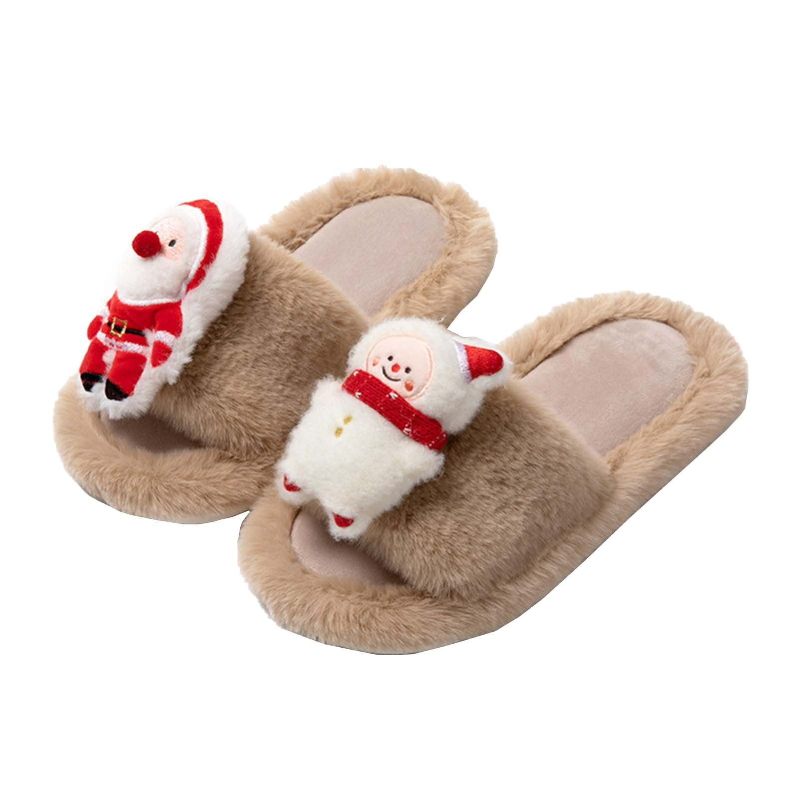 Lovskoo 2024 Women's Novelty Christmas Slippers Cute Fuzzy Open Toe ...