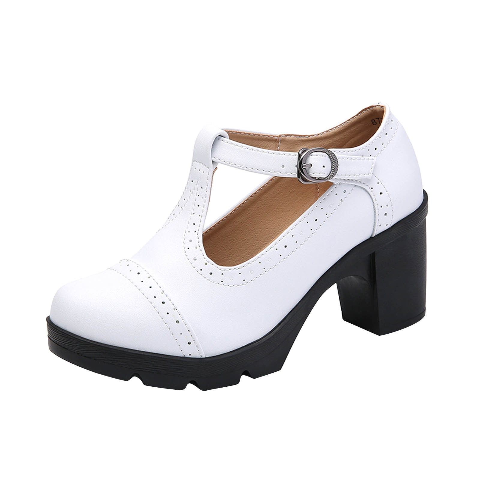 Lovskoo 2024 Women's Oversized Classic Leather Shoes T-Strap Platform ...