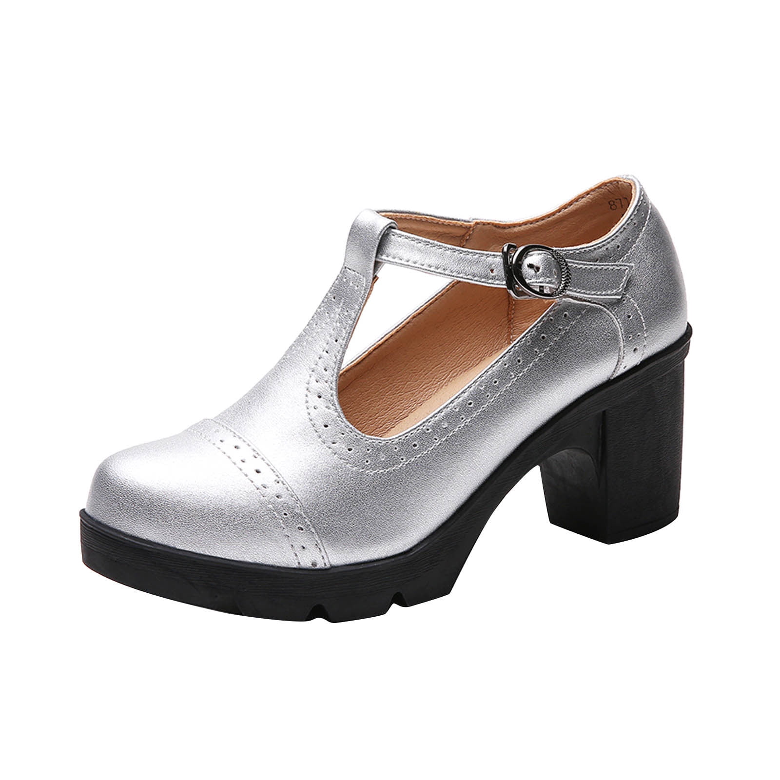 Lovskoo 2024 Women's Oversized Classic Leather Shoes T-Strap Platform ...