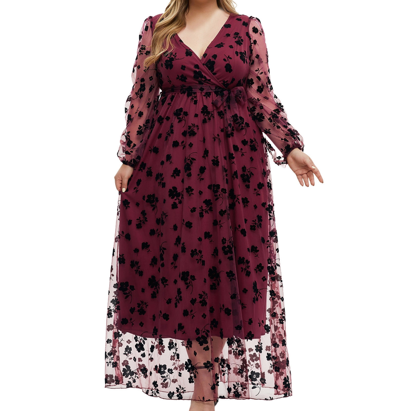 Lovskoo 2024 Womens Plus Size Fit And Flare A Line Dress Maxi Long