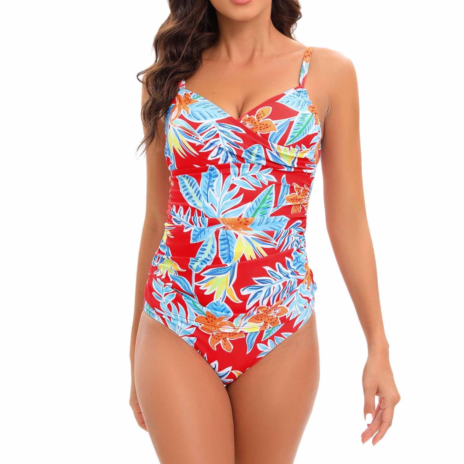 Lovskoo 2024 Womens Sexy Retro One Piece Swimsuit High Cut Tummy