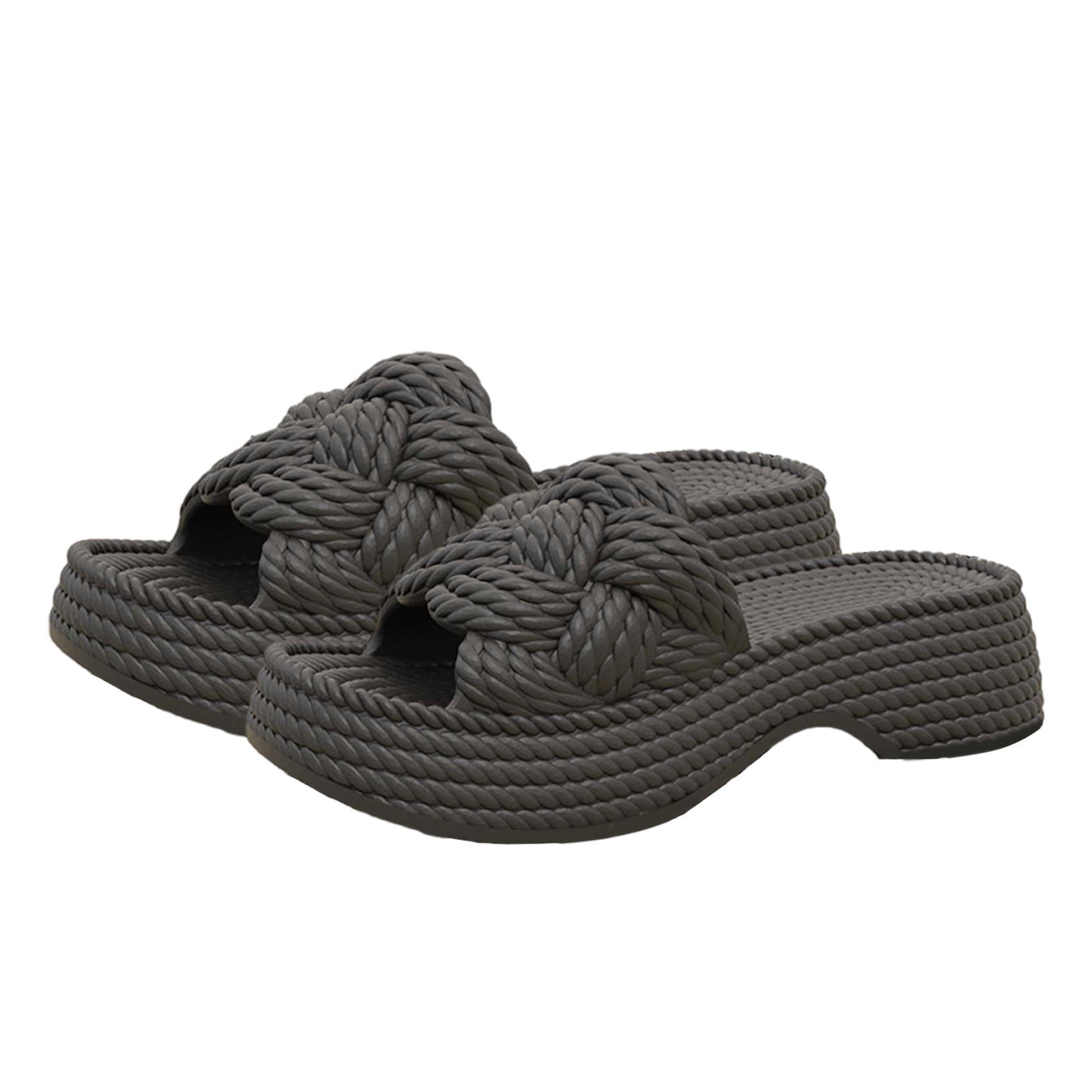 Lovskoo 2024 Women's Slippers Summer Open Toe Imitation Linen Rope ...