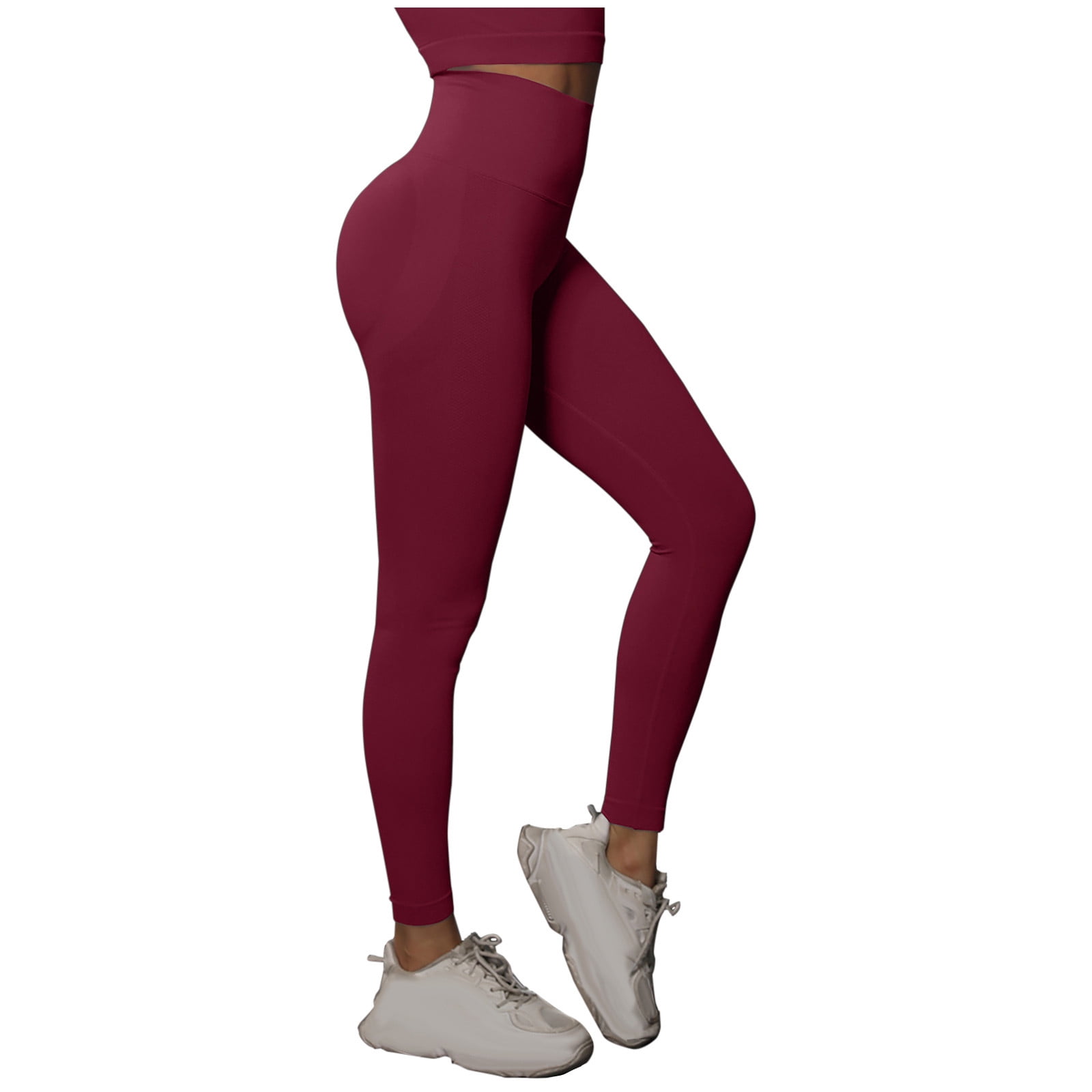 Lovskoo 2024 Women's Solid Color High Waist Leggings Ripped Mesh Tummy ...