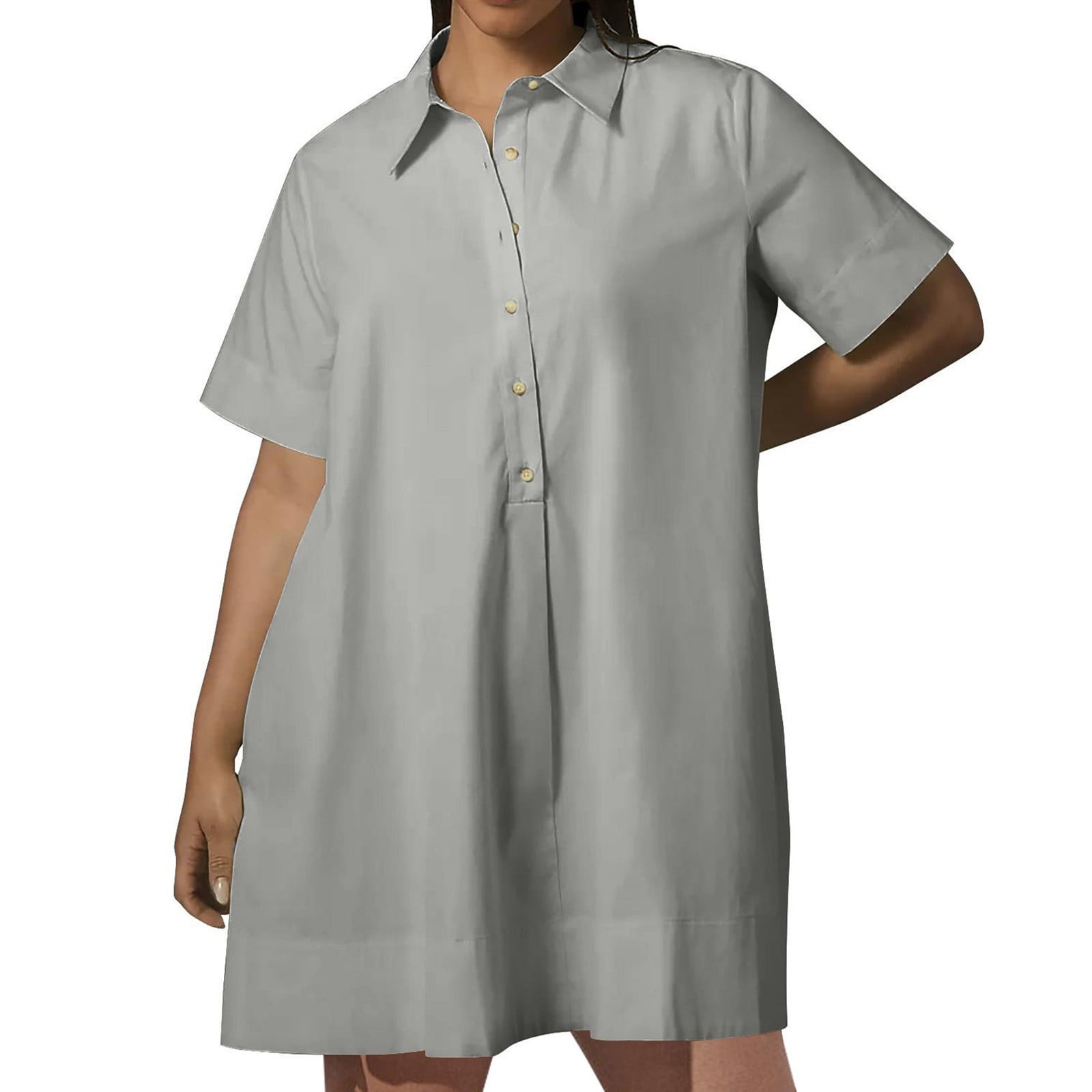 Lovskoo 2024 Women's Spring Summer Button Down Shirt Dresses Short Sleee Tunics Oversized Loose ...