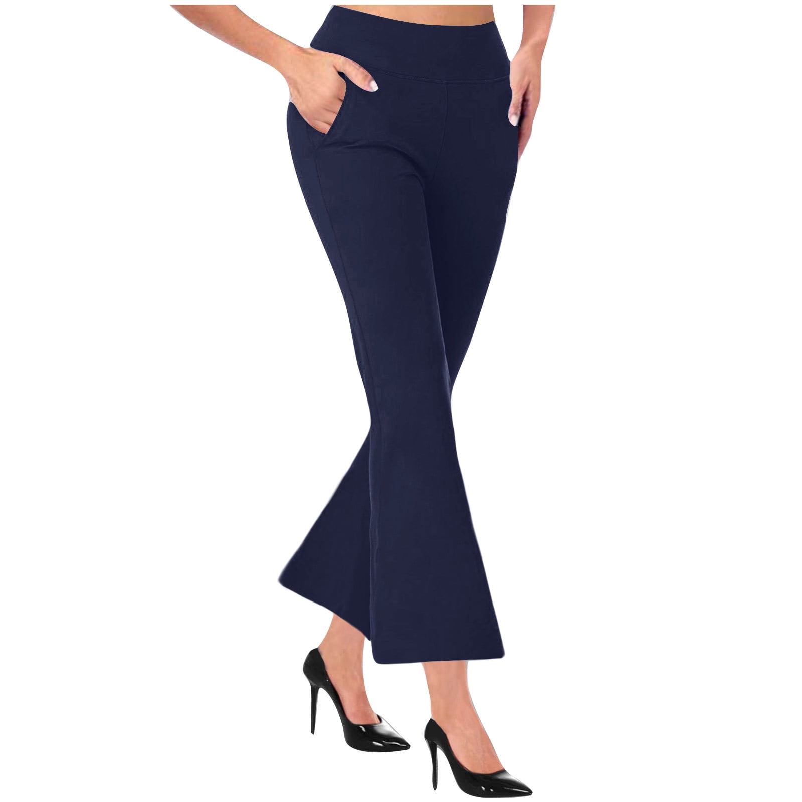 Lovskoo 2024 Women's Stretchy Bootcut Dress Pants Trendy Elastic Waist ...