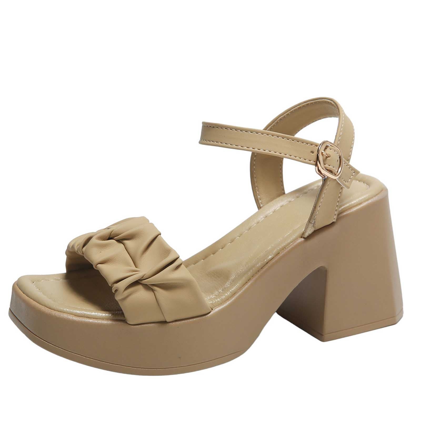 Lovskoo 2024 Women's Summer Platform Heels High Block Chunky Open Toe ...