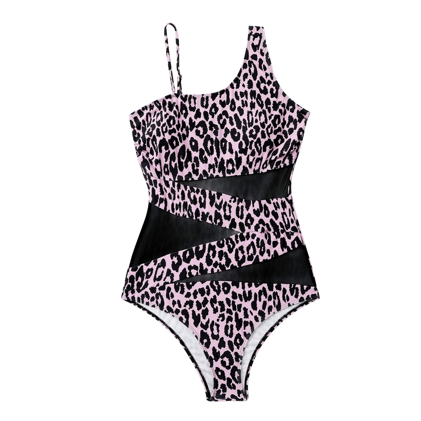 Lovskoo 2024 Women's One Piece Swimsuits Sleeveless Mesh Shoulder Tie ...