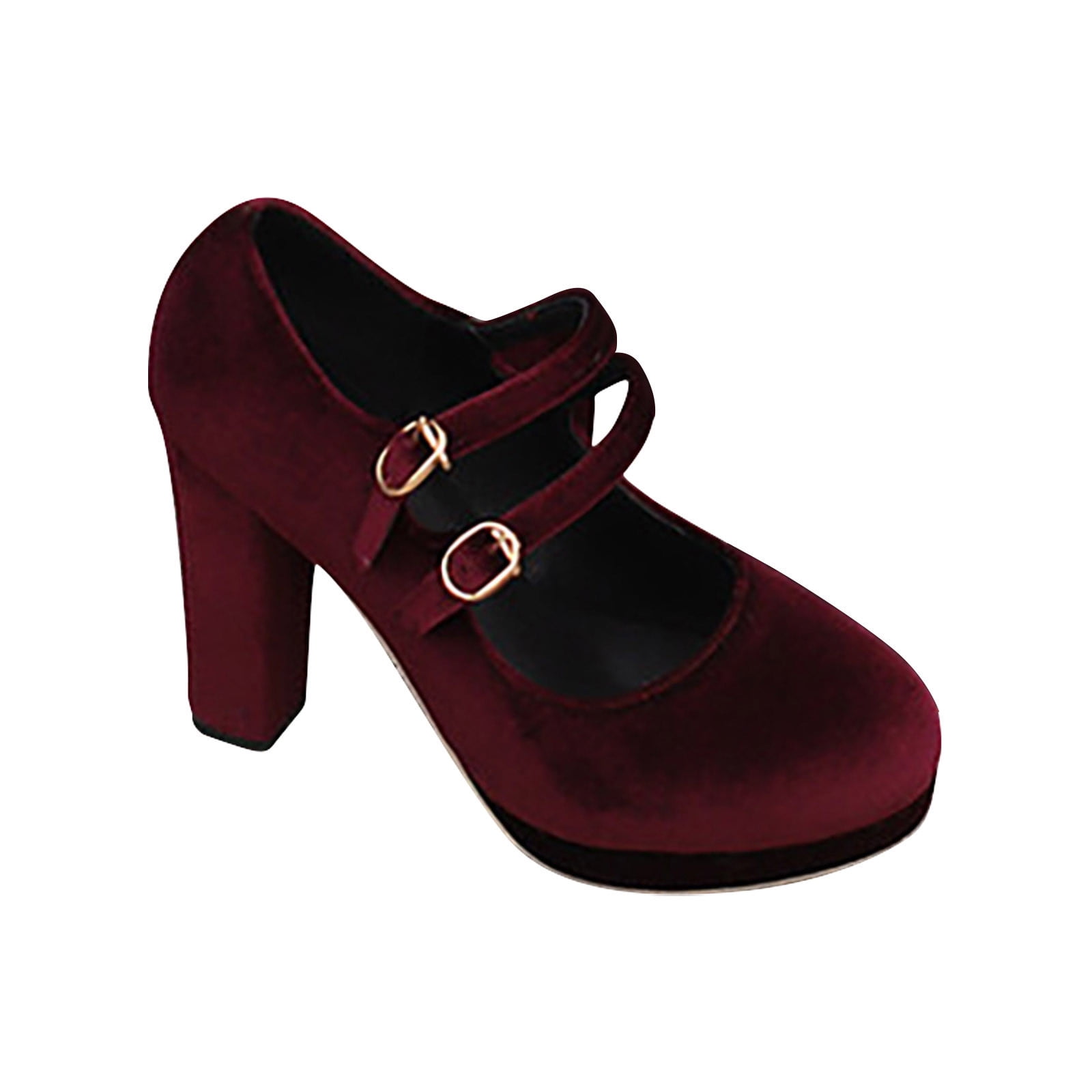 Lovskoo 2024 Women's Vintage Chunky Platform Mary Heels Pumps Shoes ...