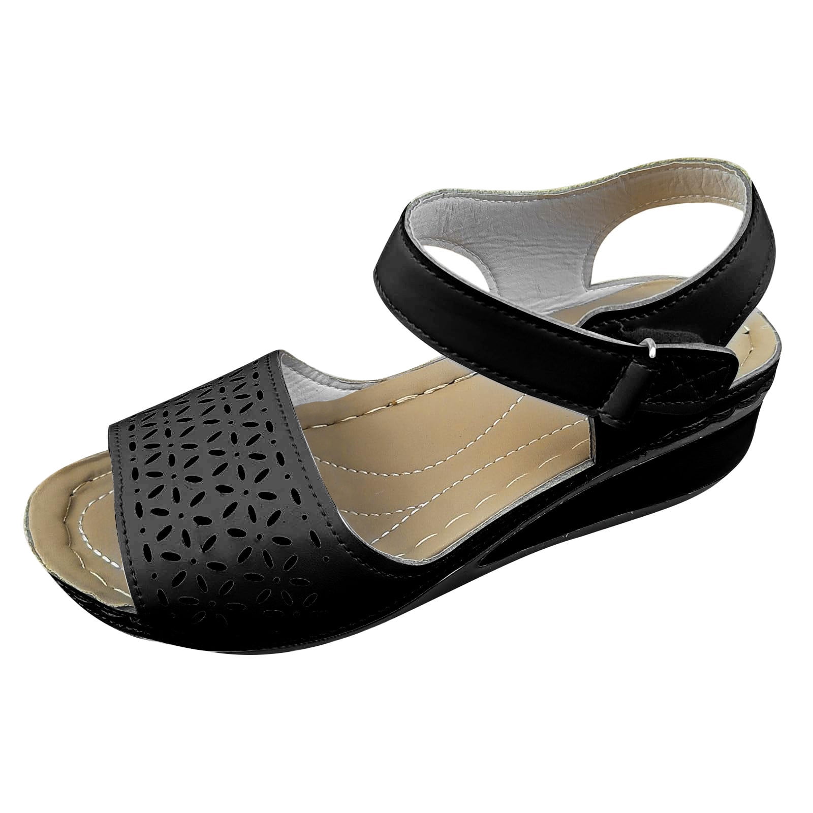 Lovskoo 2024 Women's Wedge Sandals Open Toe Hollow Out Summer Casual ...