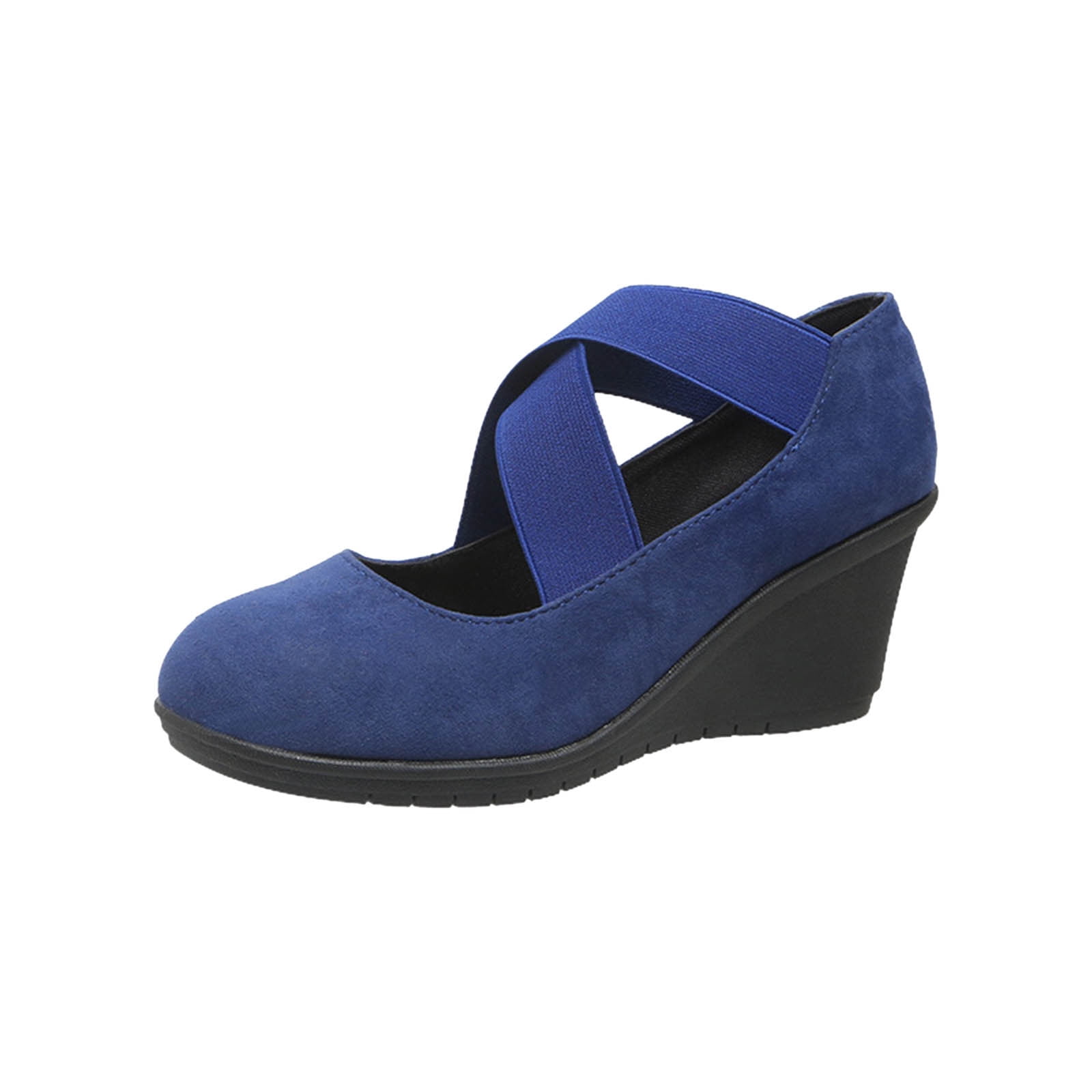 Lovskoo 2024 Women's Wedge Shoes Closed Toe Retro Strap Mary Shoes ...