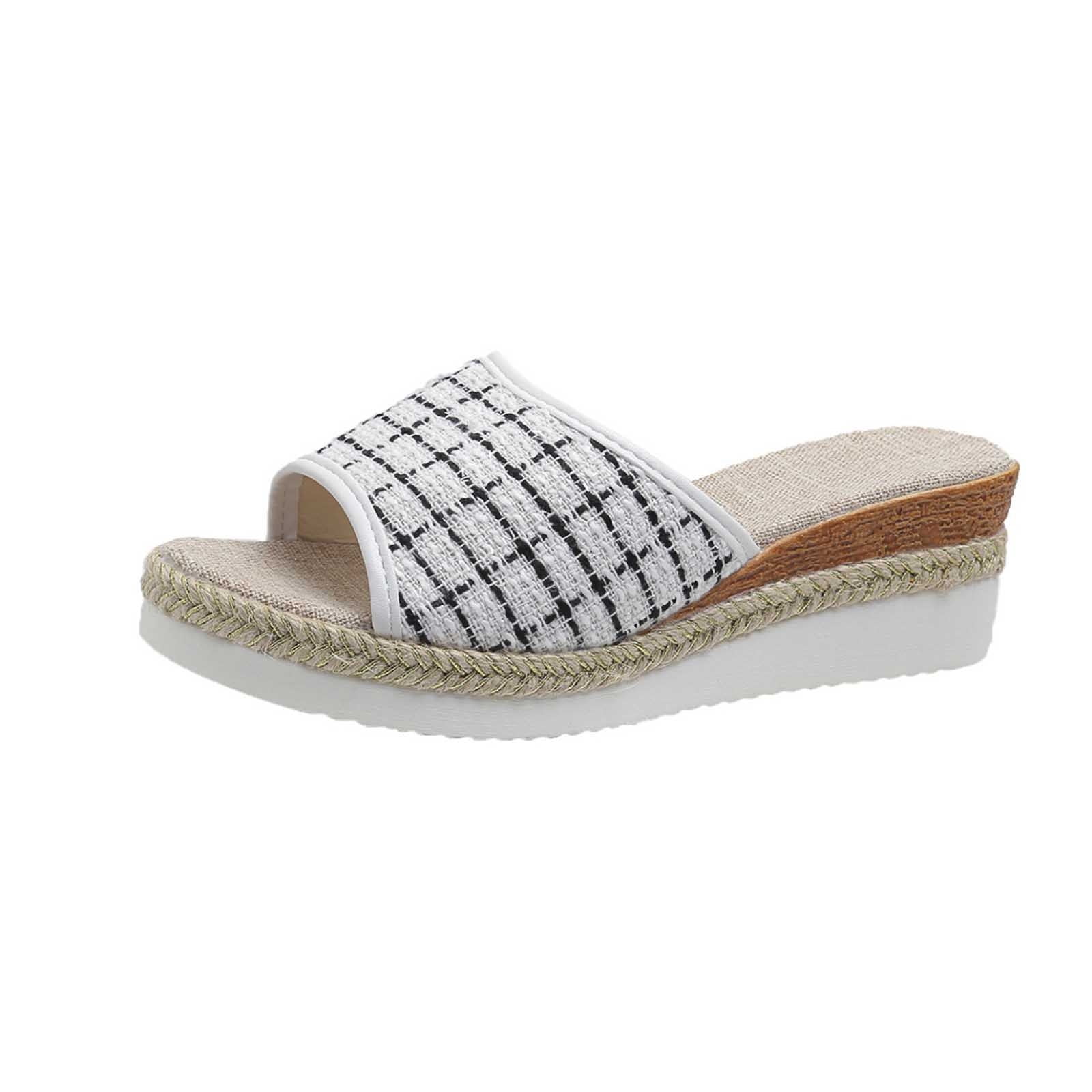 Lovskoo 2024 Women's Wedge Slipper Open Toe Summer Plus Size Mesh ...
