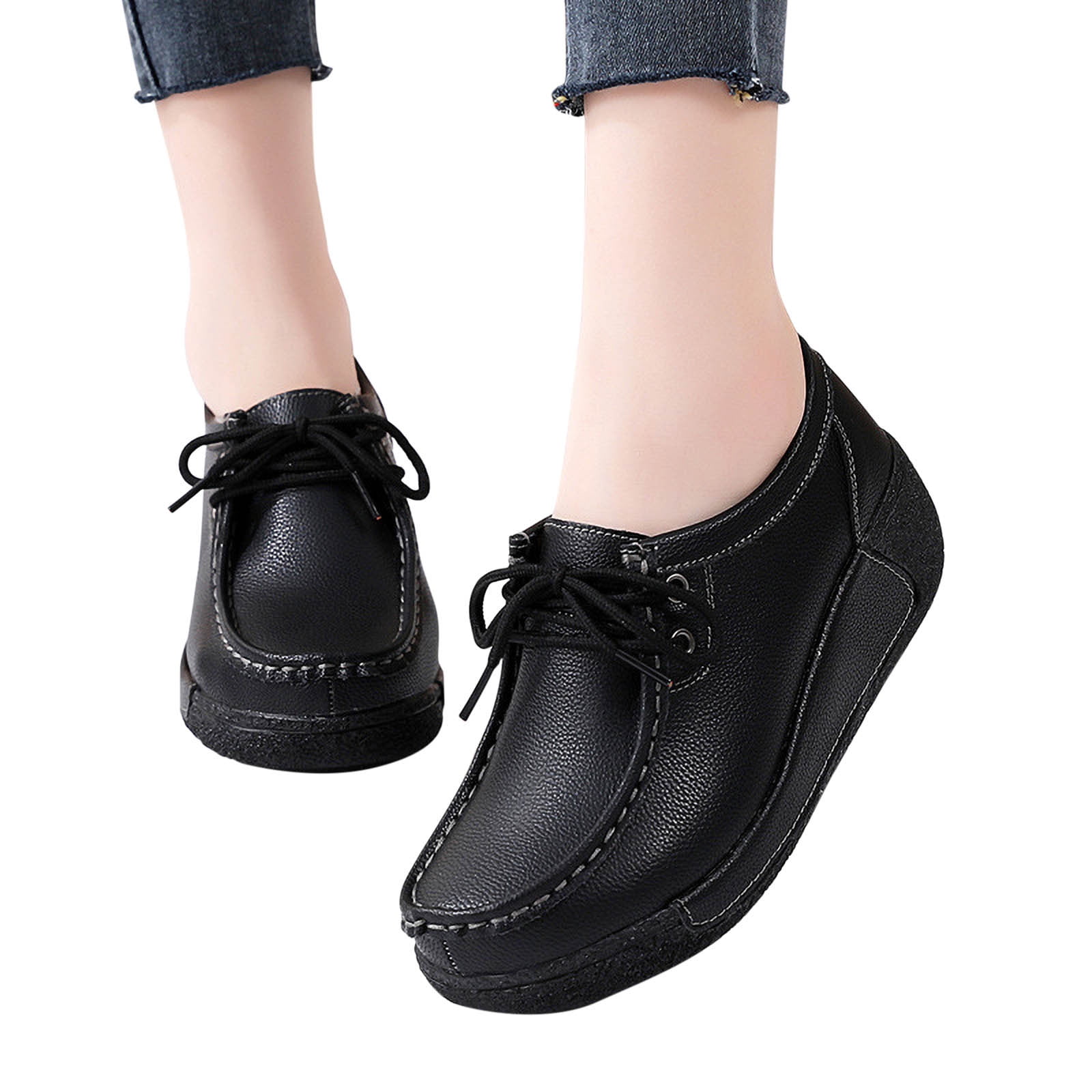 Lovskoo 2024 Women's Wedges Shoes Round Toe Thick Sole Sponge Cake ...