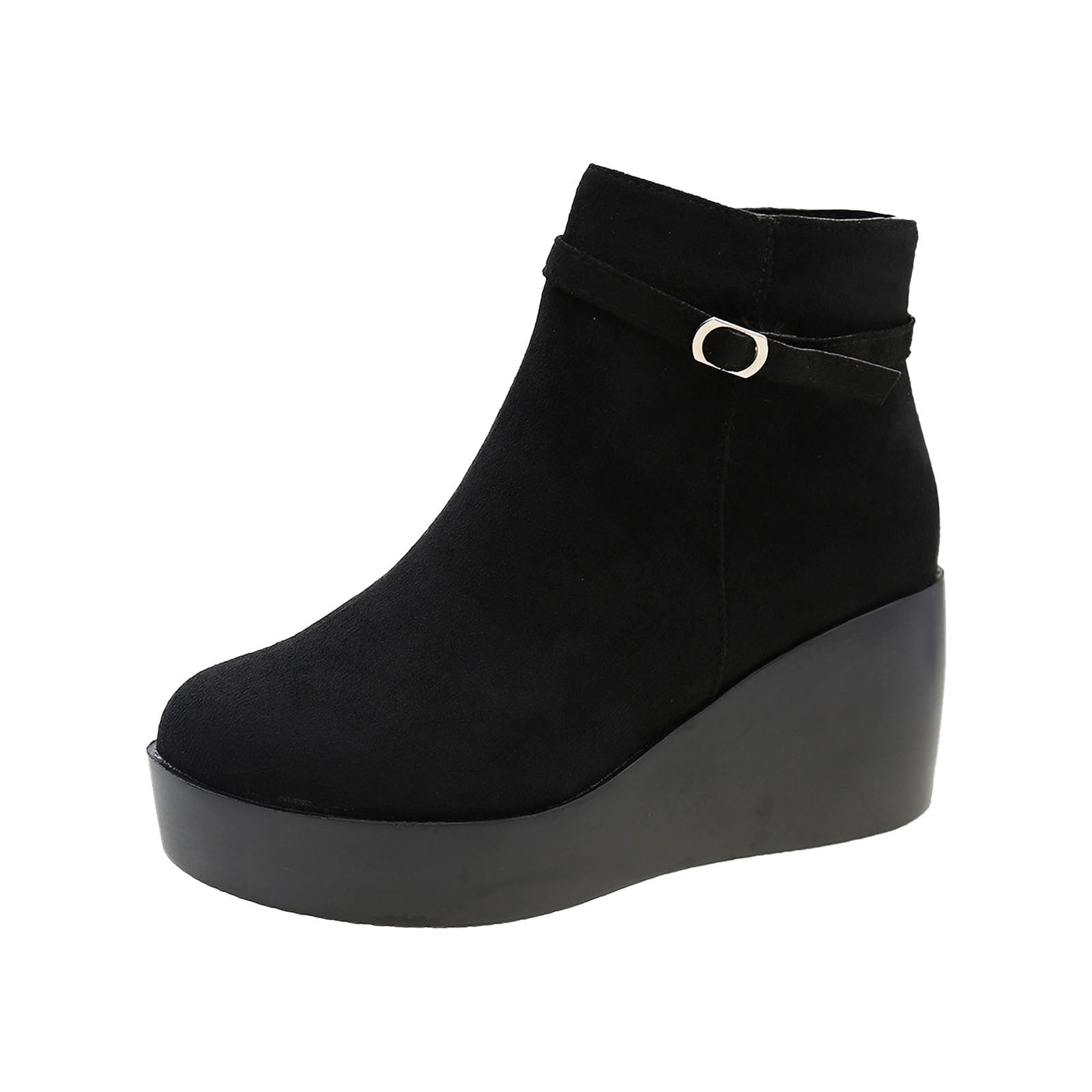 Lovskoo 2024 Women's Wedges Shoes Round Toe Wedge Fall/Winter Large ...