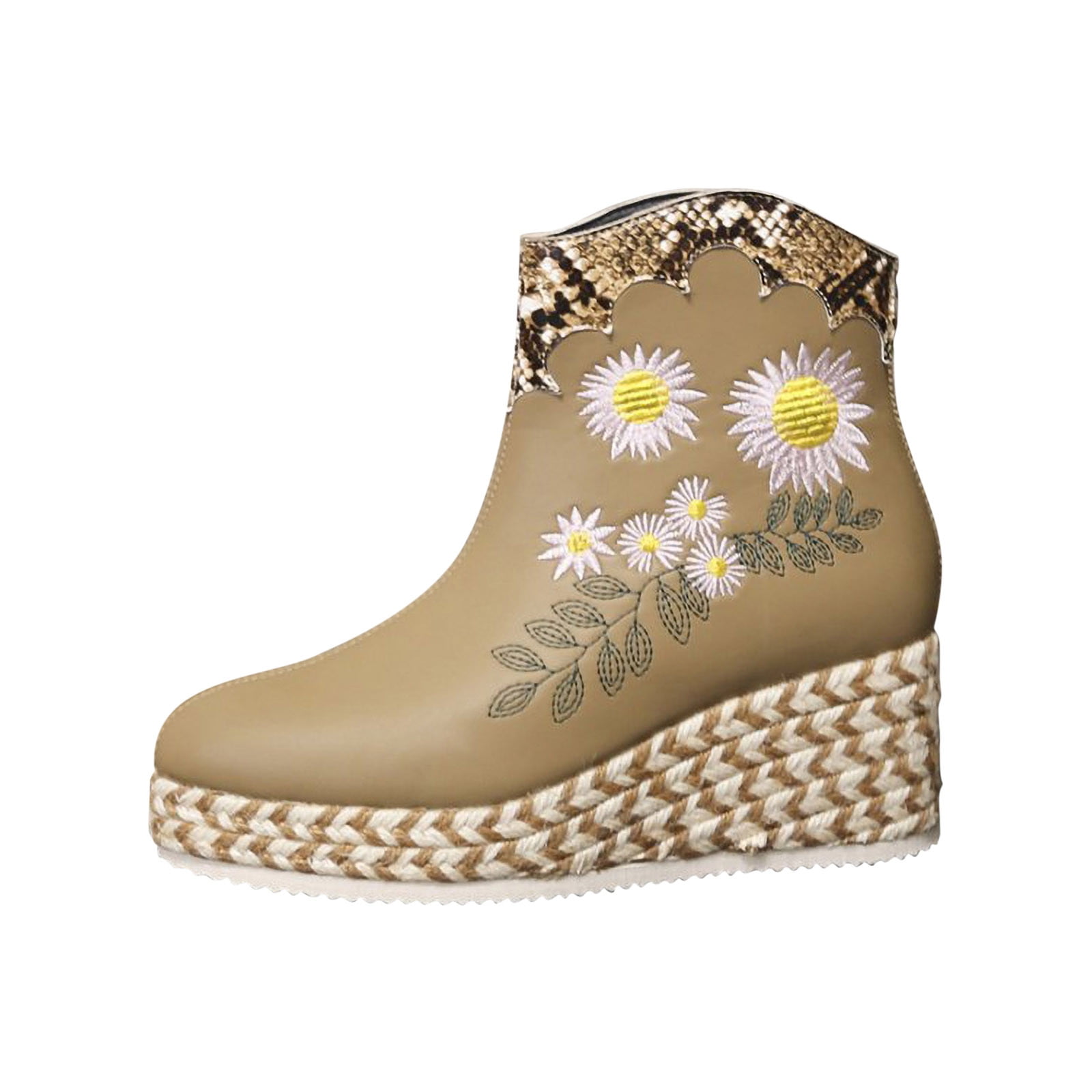 Lovskoo 2024 Women's Western Cowboy Wedge Ankle Booties Embroidered ...