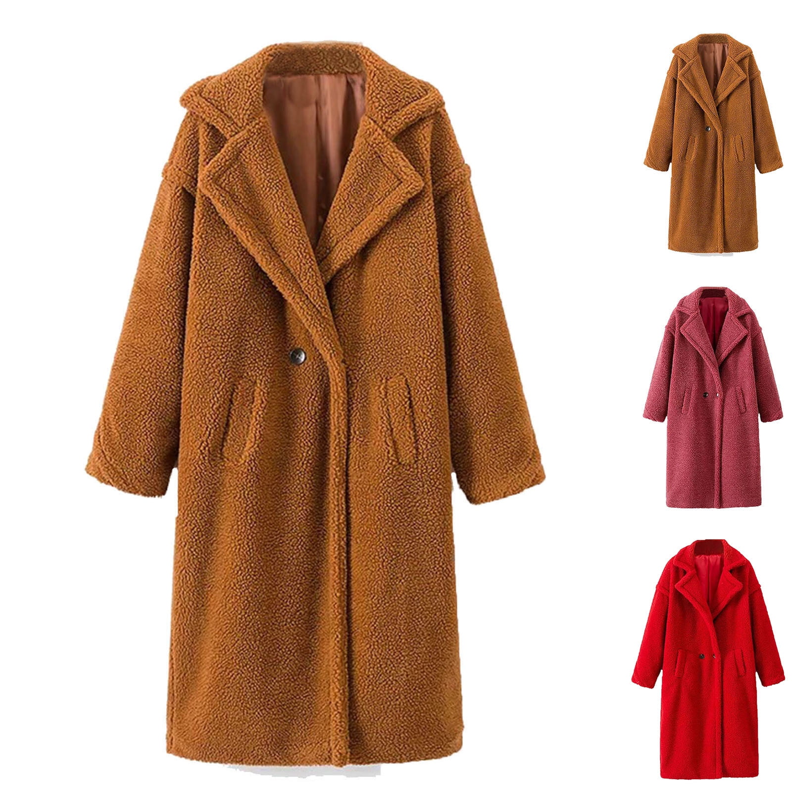 Lovskoo 2024 Womens 2023 Winter Fleece Teddy Sherpa Jacket Notch Lapel ...