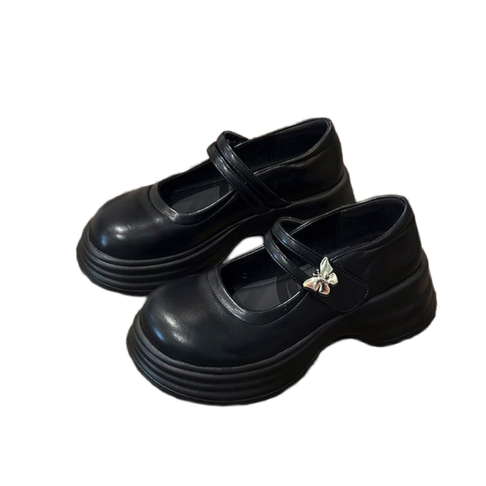 Lovskoo 2024 Womens Leather Mary Shoes Round Toe Platform Ankle Strap ...