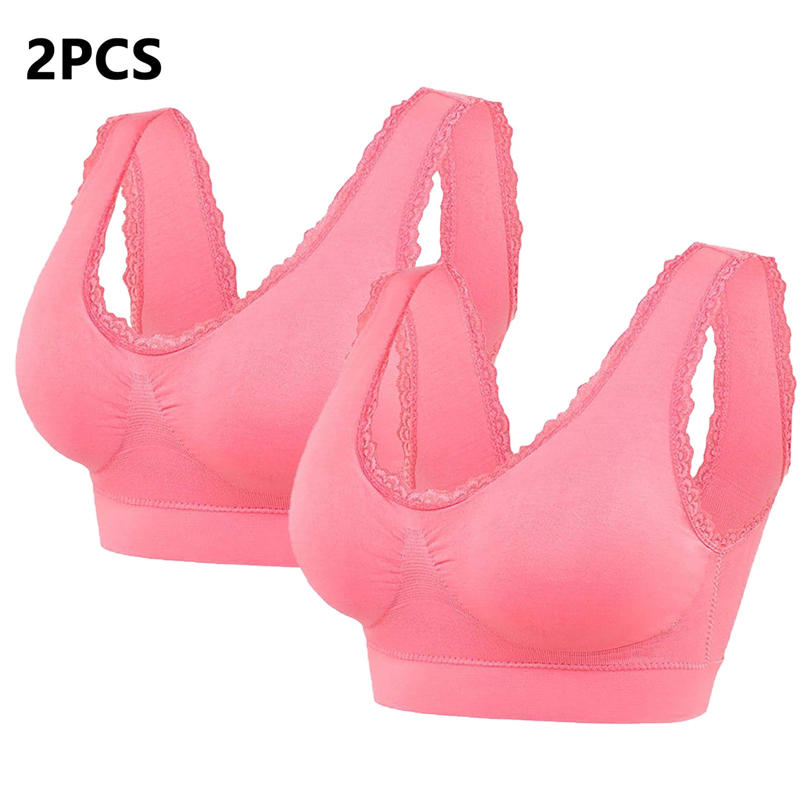 Lovskoo 2Pc Women's Sports Bra Lace Cami Bra Wireless Tank Top Bra ...