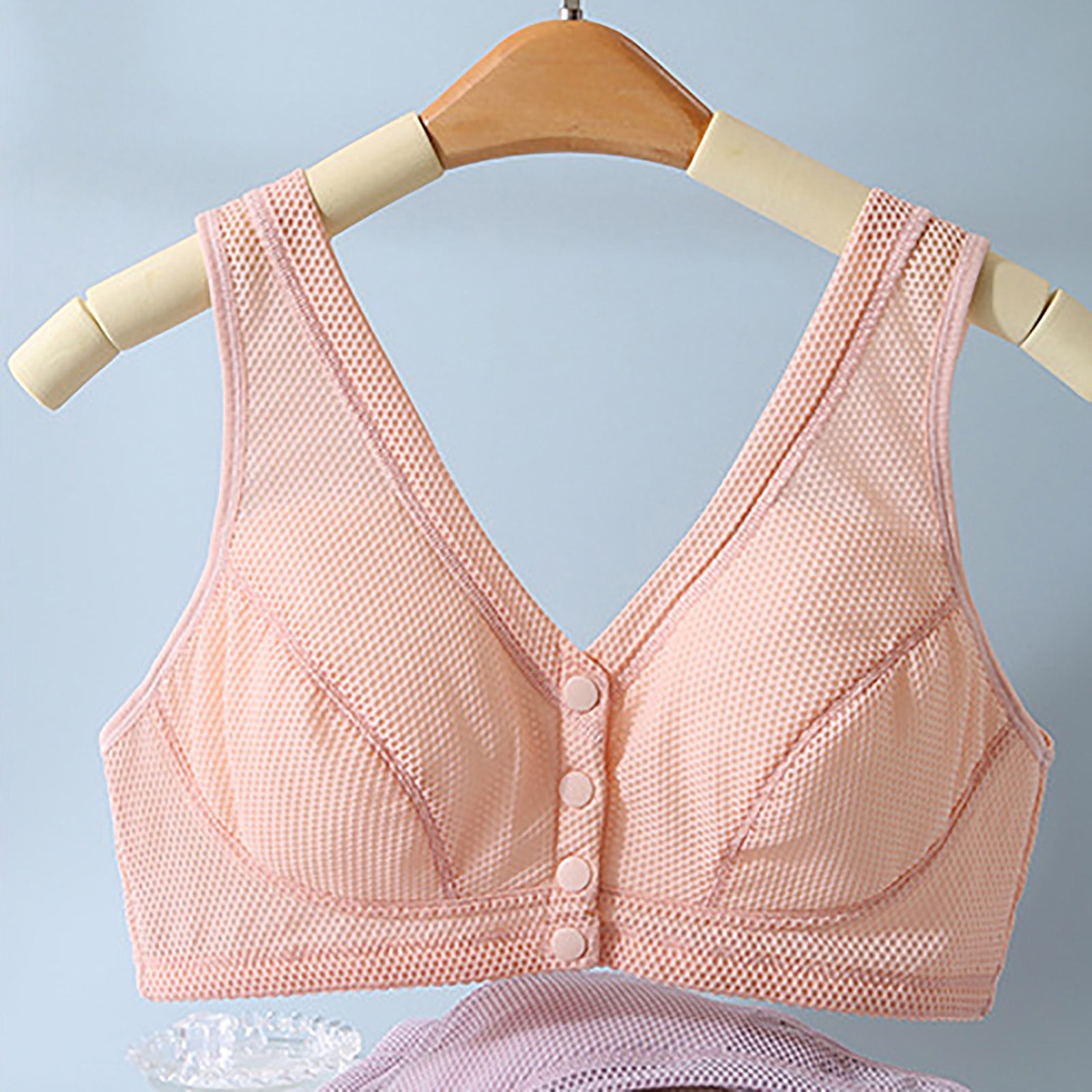 Lovskoo Women's Bra Full Figure Front Closure Plus Size Thin Wirefree ...