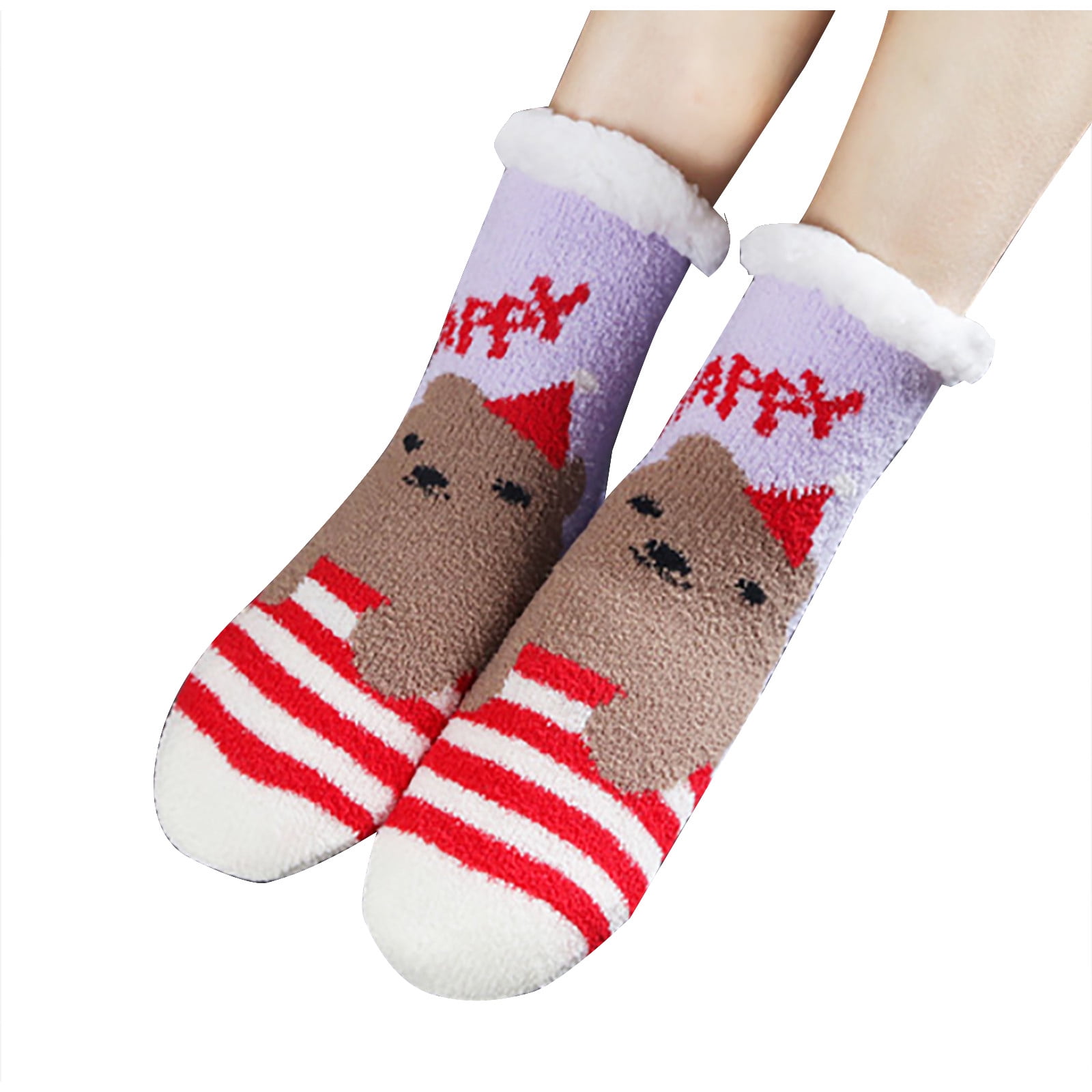 Lovskoo Women Christmas Slipper Fuzzy Socks Fluffy Cozy Warm Winter ...