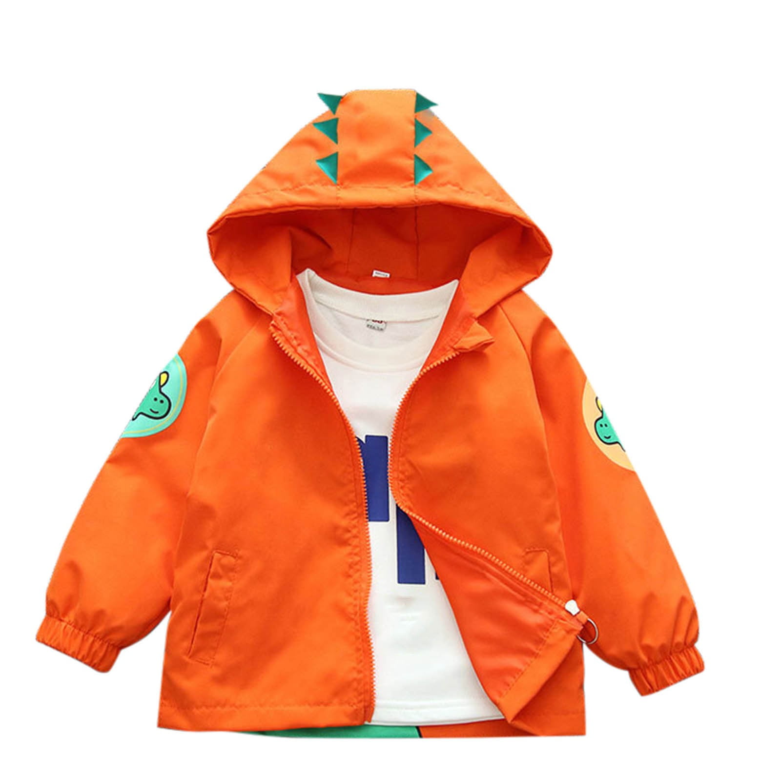 Lovskoo 3-12Y Boys Rain Jacket Dinosaur Waterproof Hooded Raincoat Lightweight Windbreakers for ...
