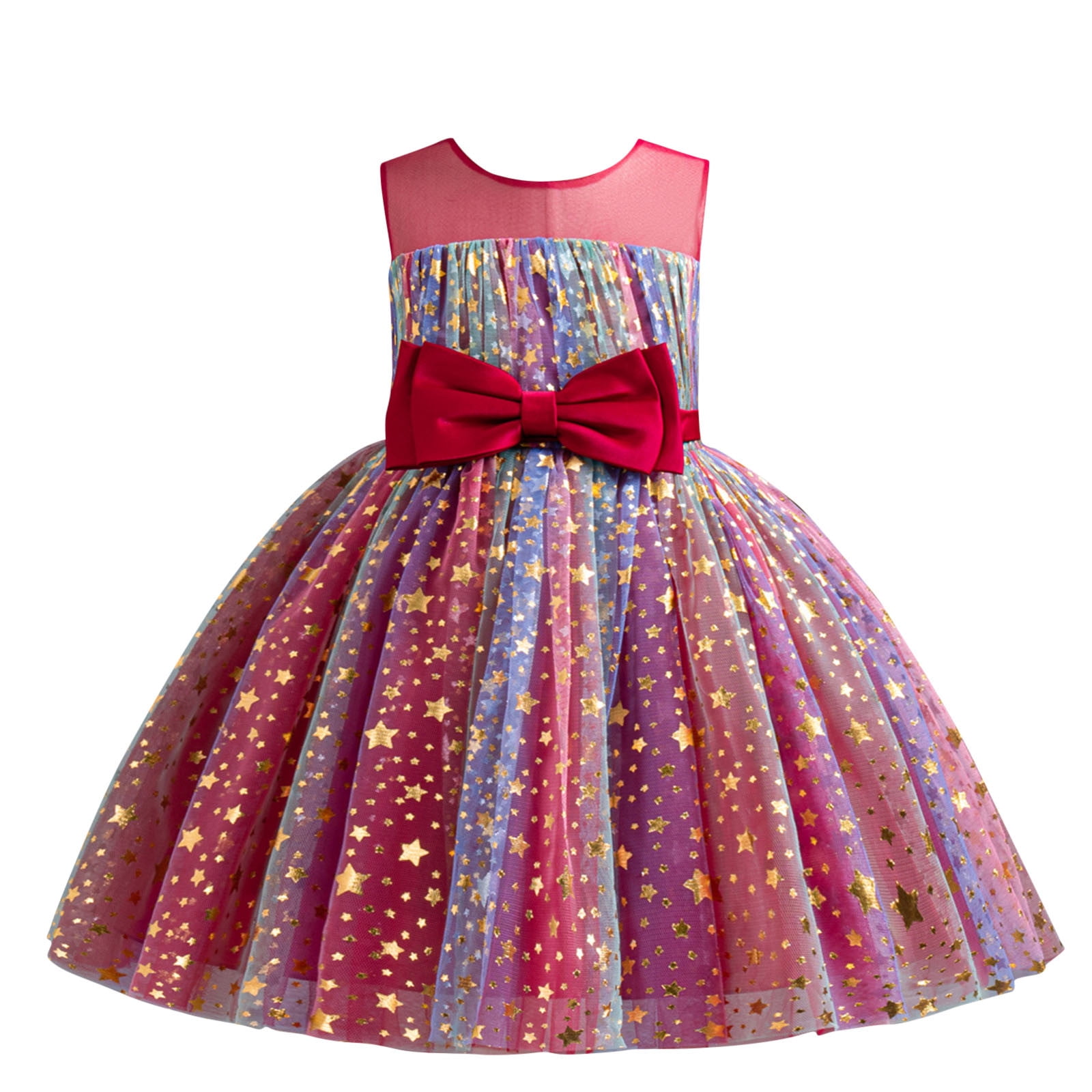 Zwiiyzr 3-7Y Girls Spaghetti Strap Tulle Dress Long A Line Wedding ...