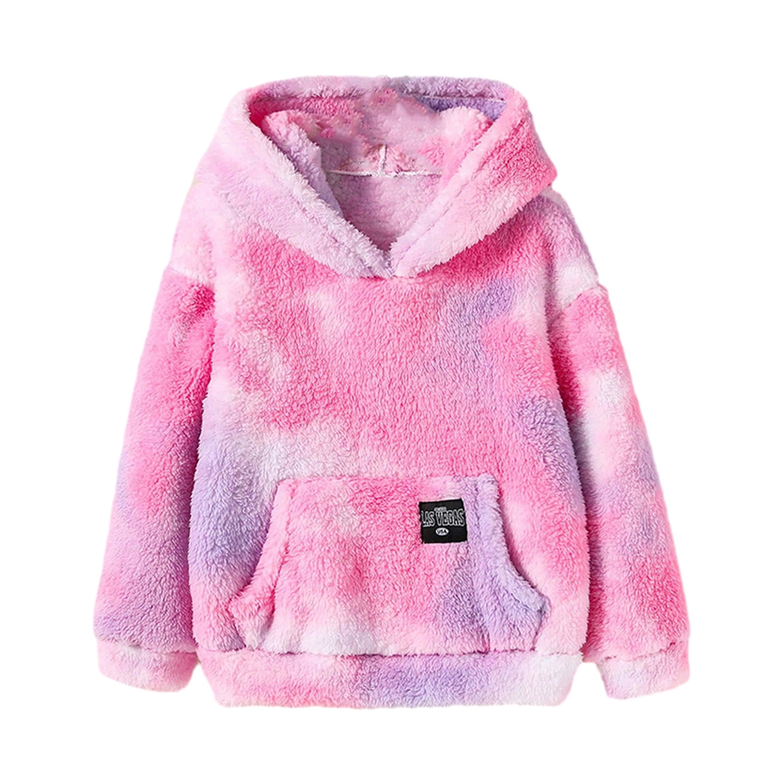 Lovskoo 8-12 Years Kids Girls Sweatshirt Tie Dye Fuzzy Fleece Hoodie ...