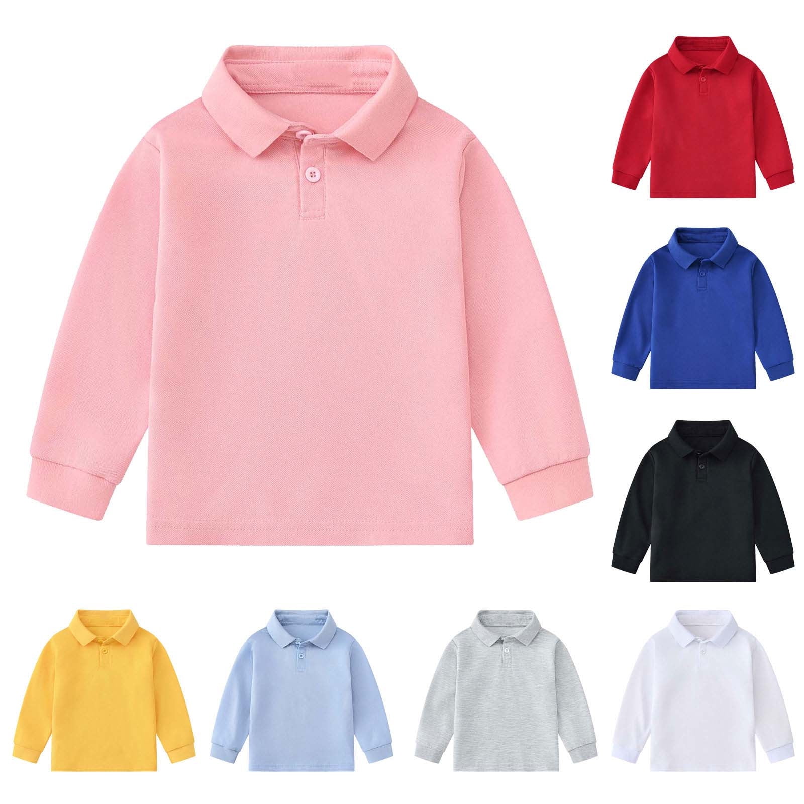 Lovskoo Boys Girls Short Sleeve Collared Shirts Cotton Basic Tees Shirt ...