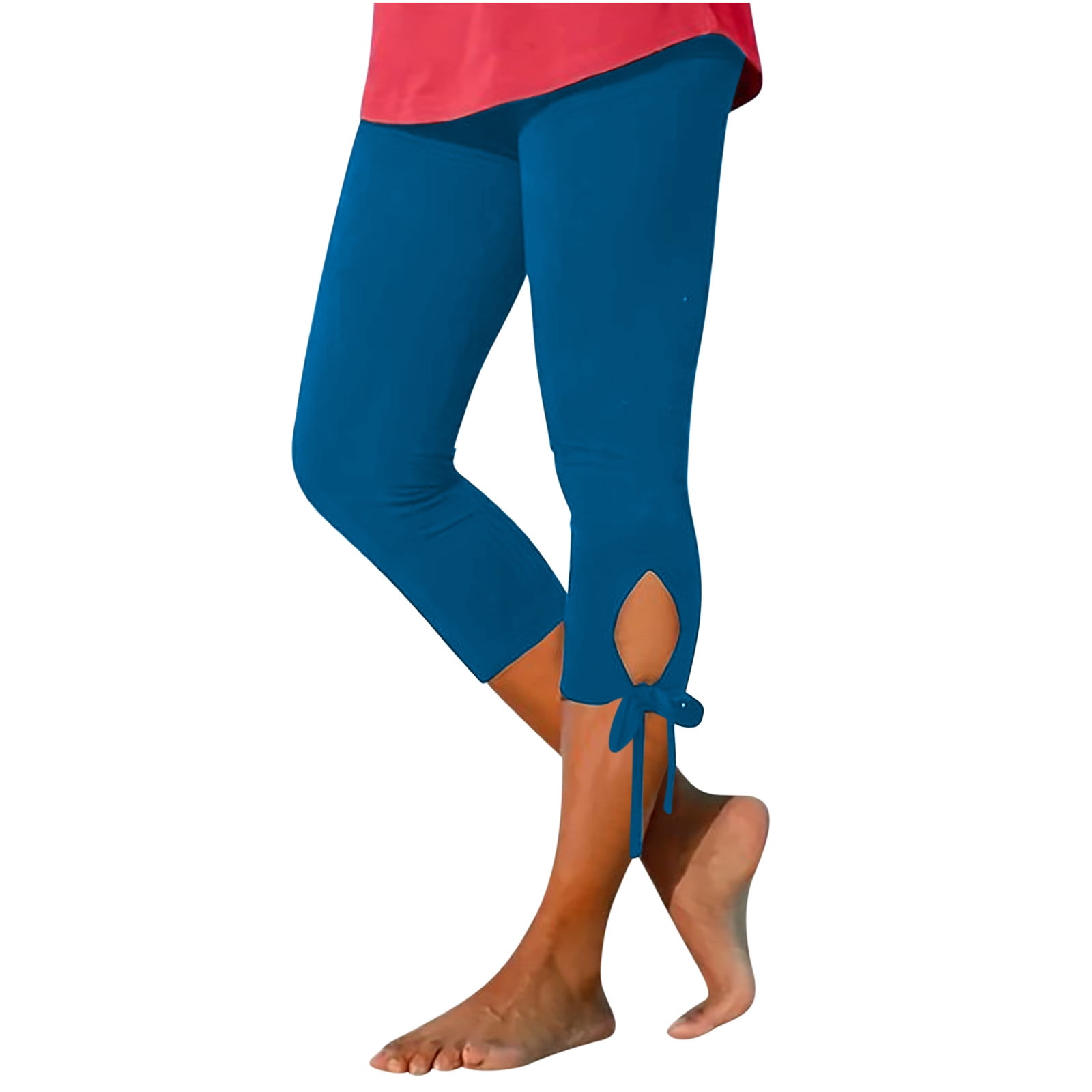 Lovskoo Capri Leggings for Women Solid Color Summer 2024 High Waisted ...