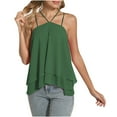 Lovskoo Halter Tops for Women Chiffon Ruffle Hem Spaghetti Straps ...