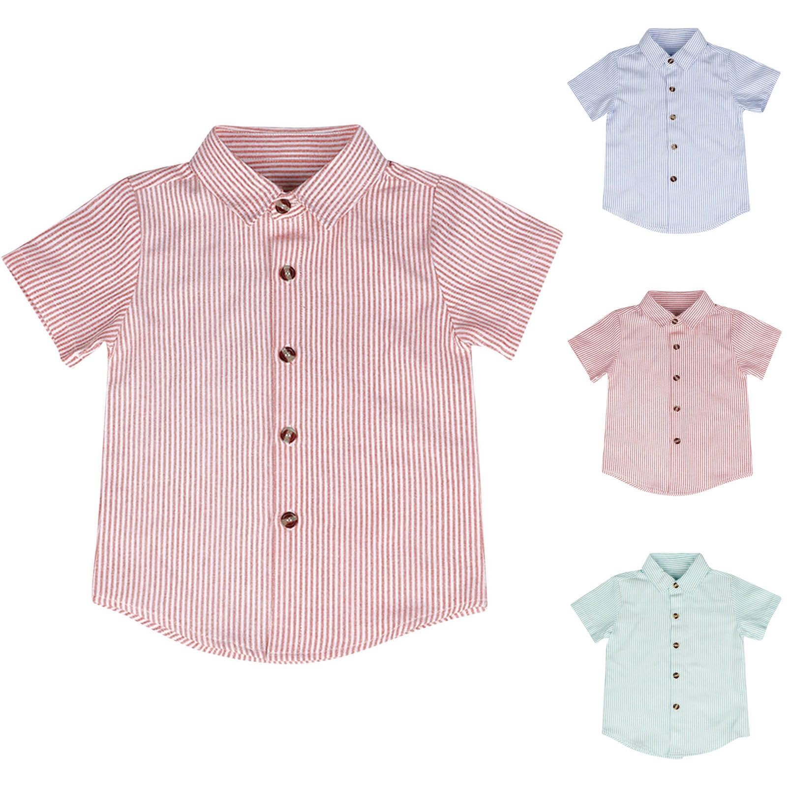 Zwiiyzr Little Boys Girls Dress Shirts Short Sleeve Cute Summer Formal ...