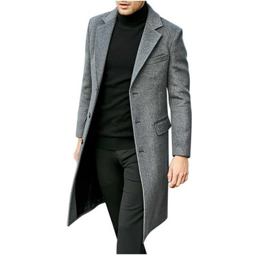 Mens Overcoat Winter Full Length Trench Coat Warm Long Jacket Formal ...