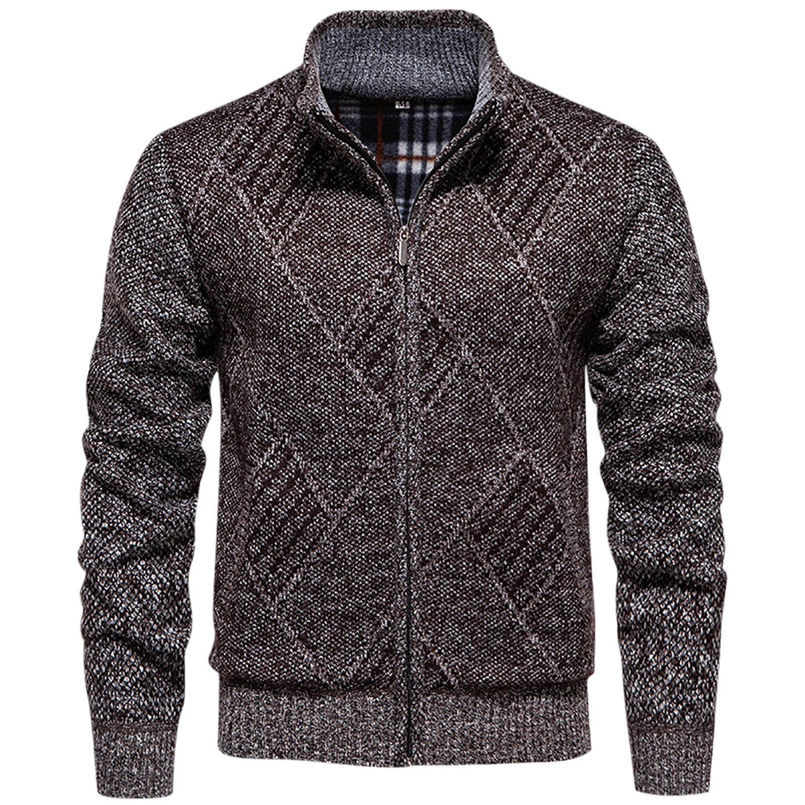 Lovskoo Men Casual Fleece Lined Stand Collar Sweater Coat Full Zip ...