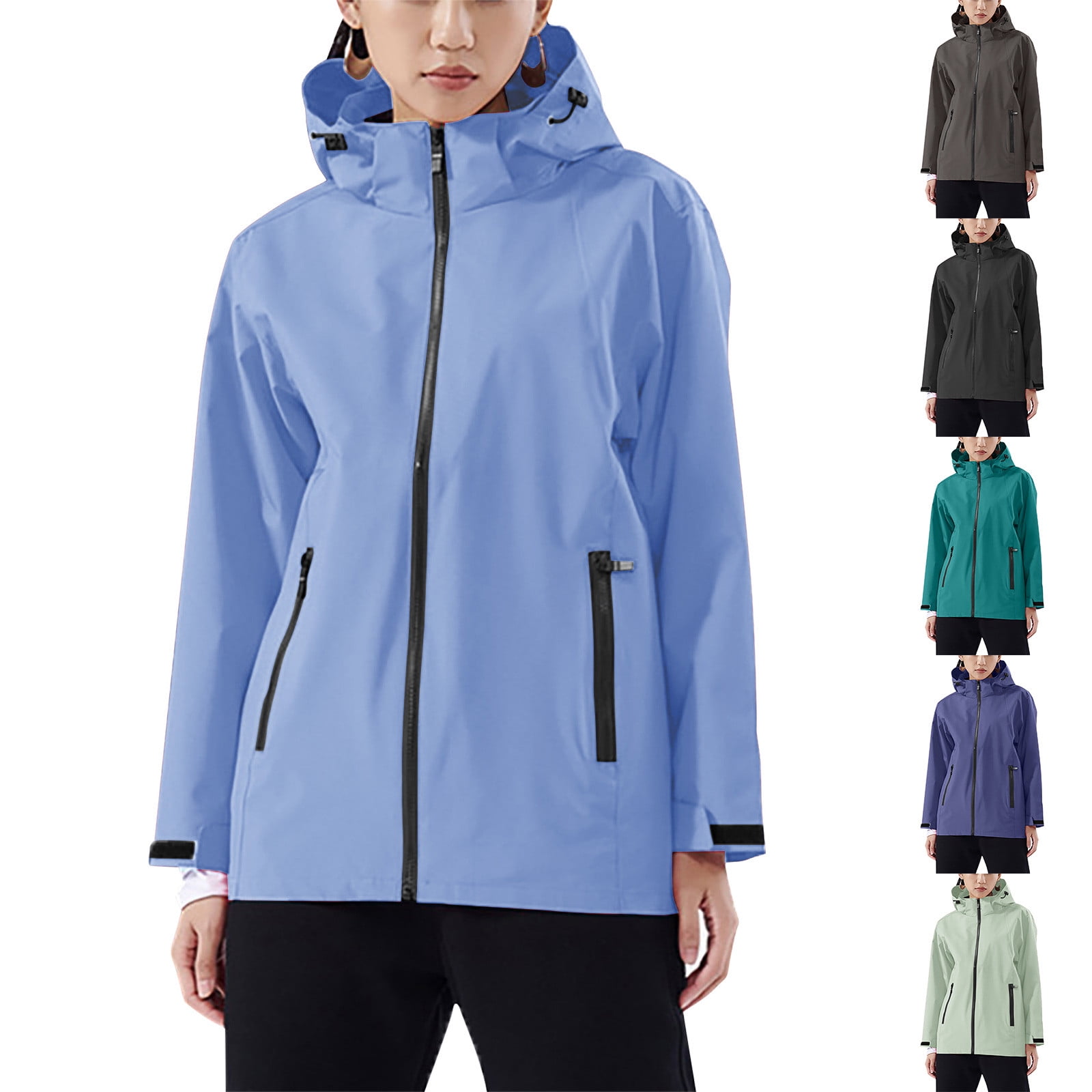 Lovskoo Men's and Women's Rain Jacket Hooded Technical Casual ...