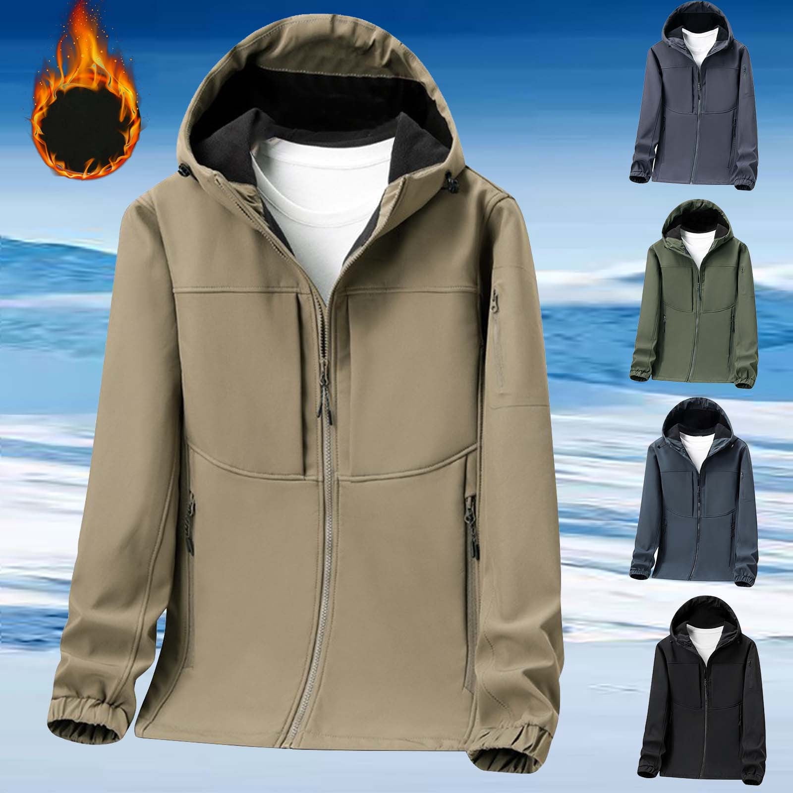 Lovskoo Men's and Women's Rain Jacket Technical Fleece Lined Casual ...