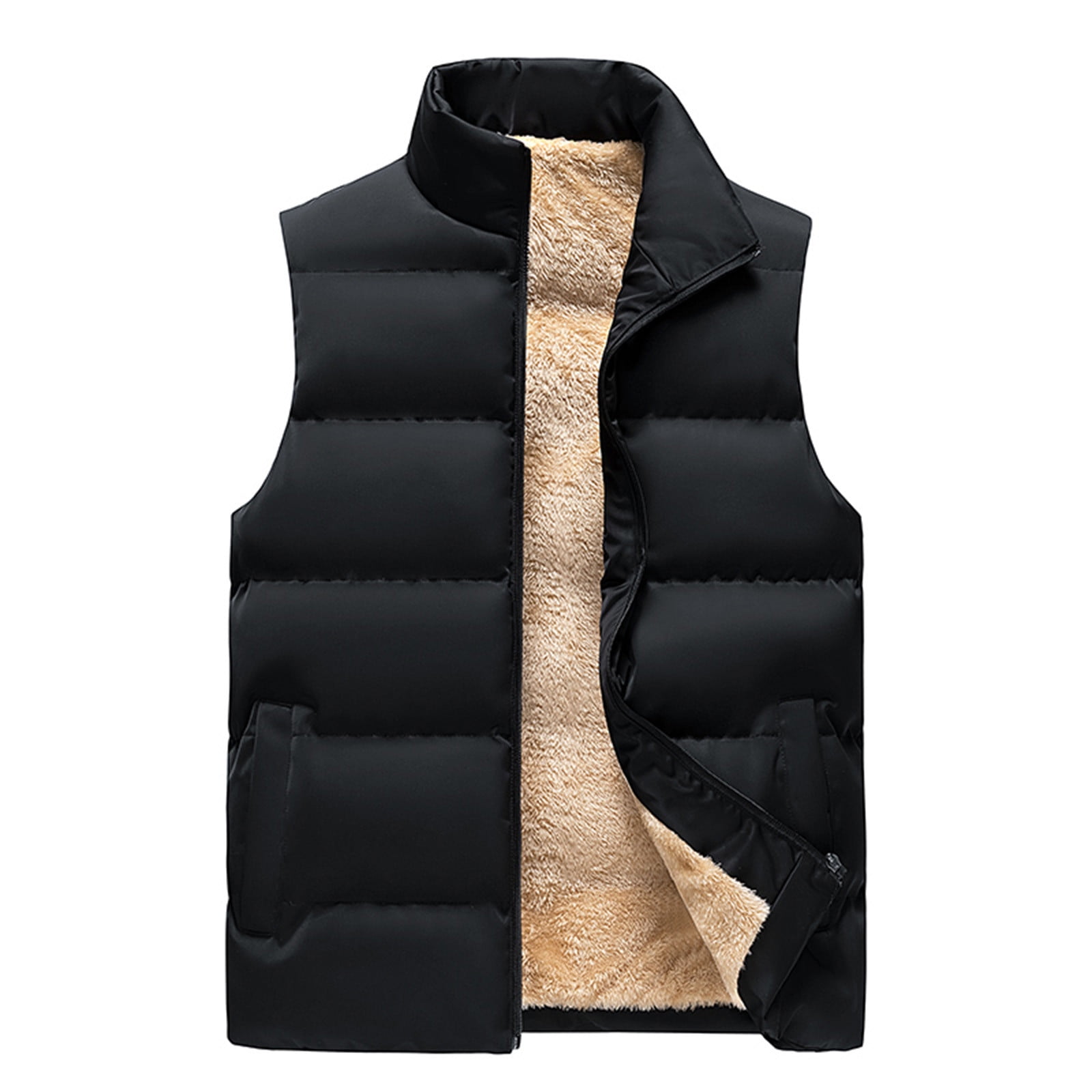 Lovskoo Mens Winter Coats Fuzzy Fleece Lined Quilted Jacket Puffer Vest ...