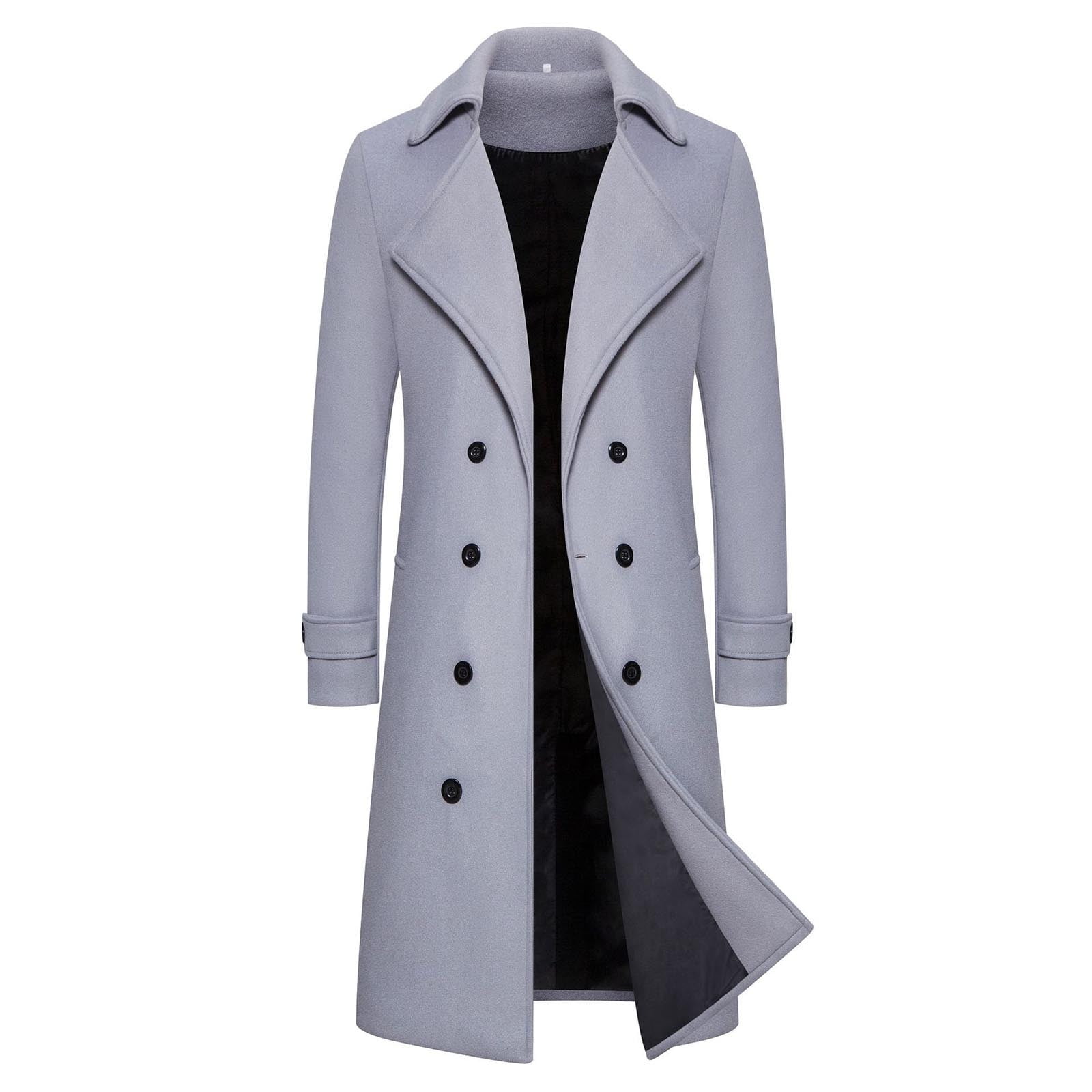 Lovskoo Mens Winter Coats Pea Coat Lim Stylish Trench Coat Double Breasted Long Jacket Parka ...