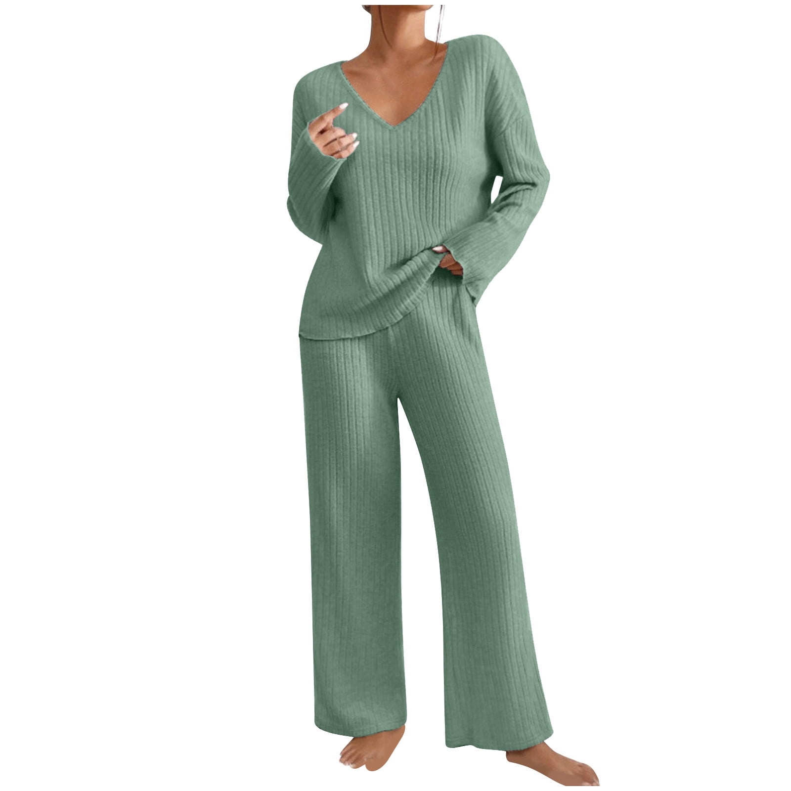 Lovskoo Womens 2 Piece Sweater Outfits Lounge Sets Knit Sweatsuit Long ...