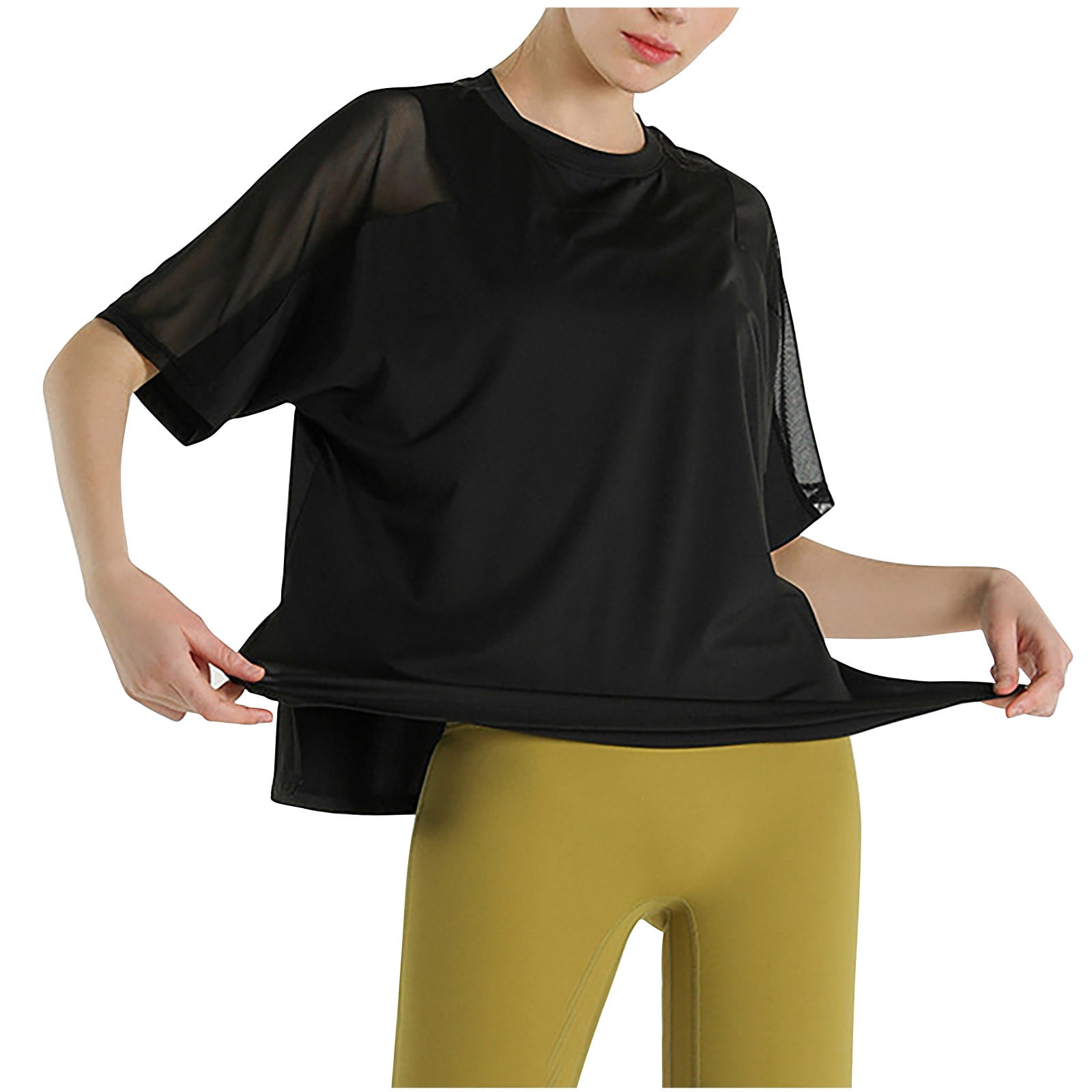 Lovskoo Summer Tops for Women 2024 Short Sleeve Crop Workout Shirt ...