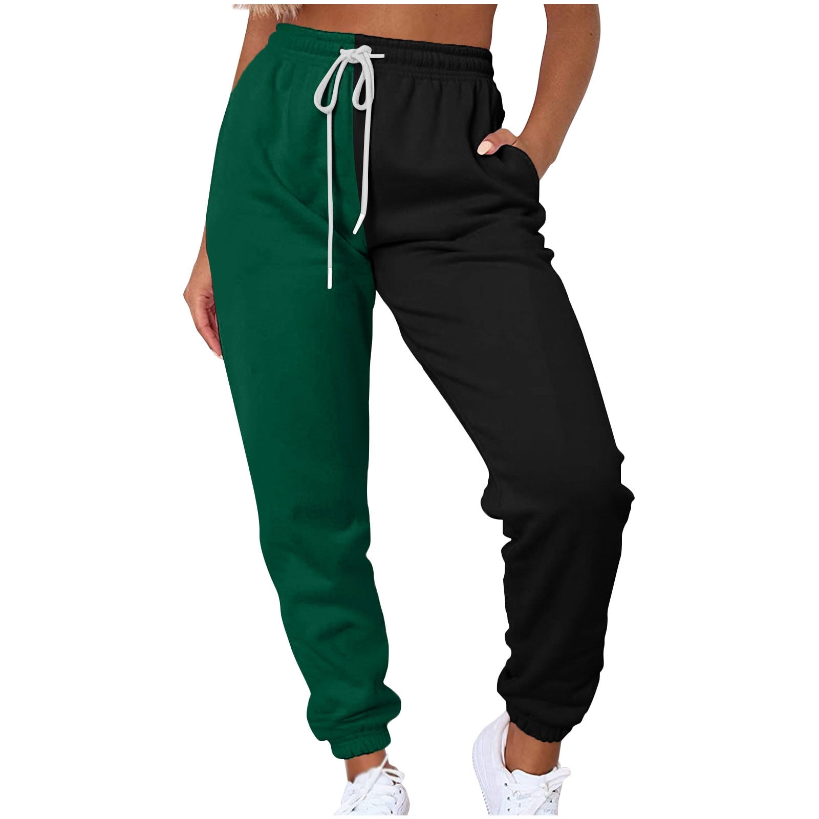 Lovskoo Sweatpants Women Color Block Casual Patchwork High Waist ...